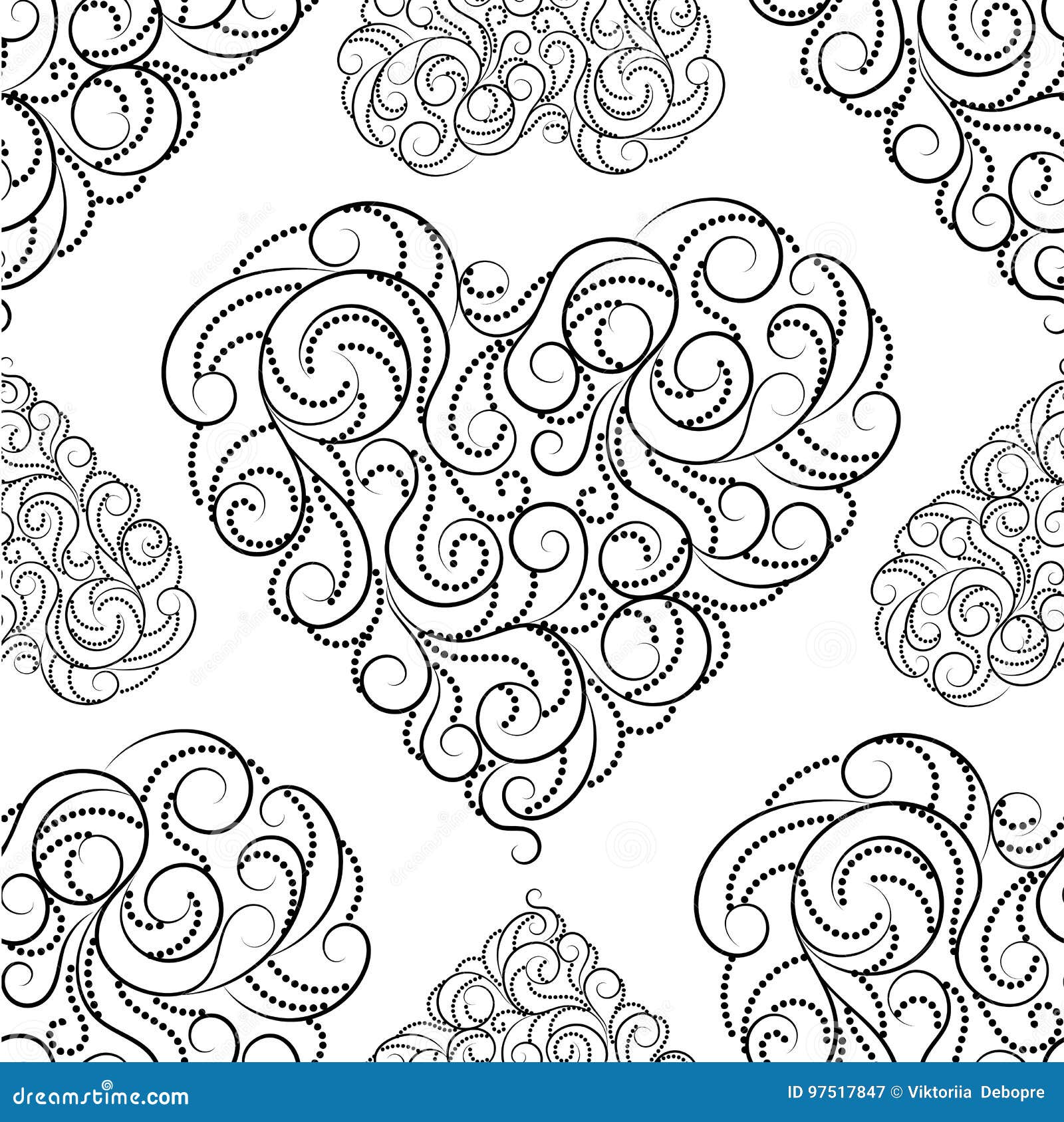 Seamless Pattern with Beautiful Hearts Stock Vector - Illustration of ...