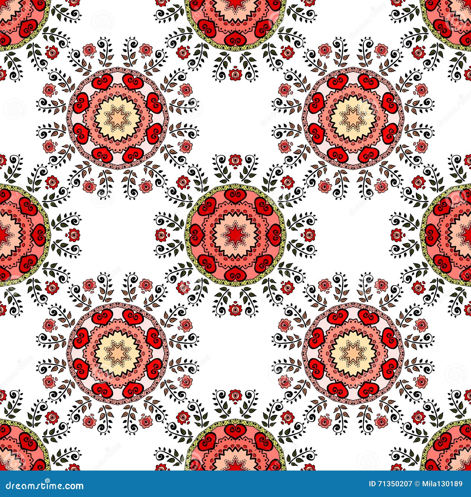 Seamless Pattern with Beautiful Mandalas. Vector Illustration Stock ...