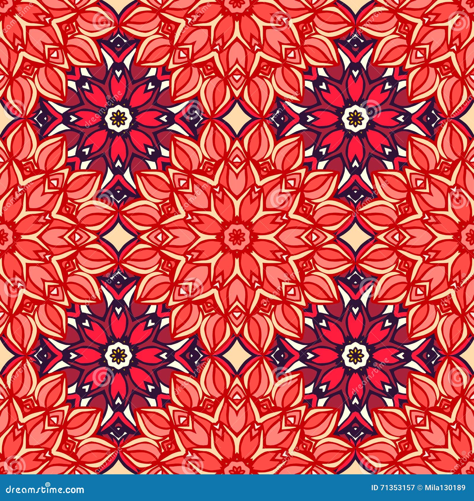 Seamless Pattern with Beautiful Mandalas. Vector Illustration Stock ...