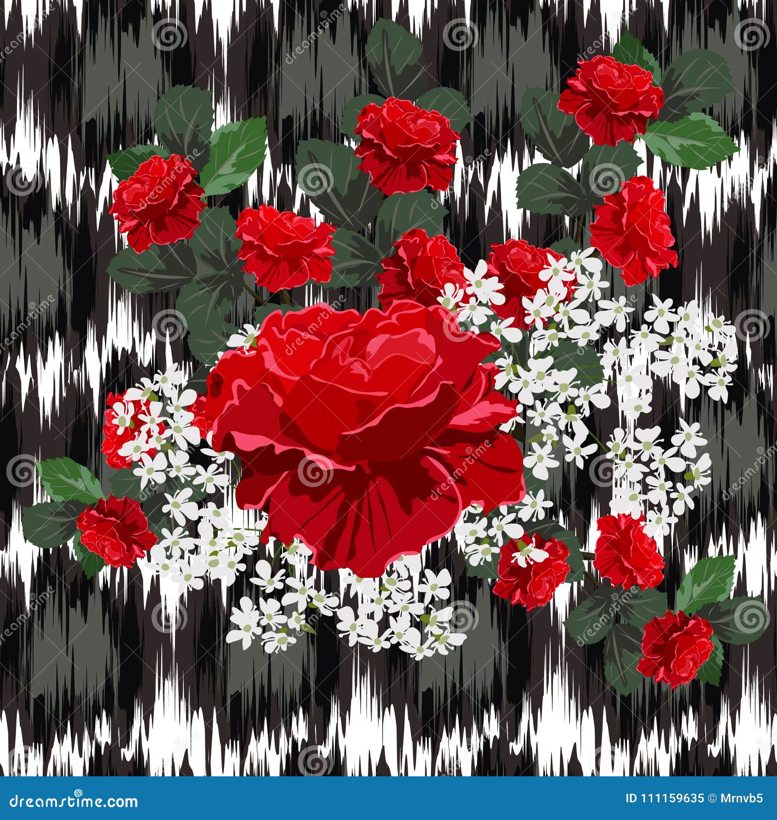 Seamless Pattern with Beautiful Red Roses on Background with a Stock ...