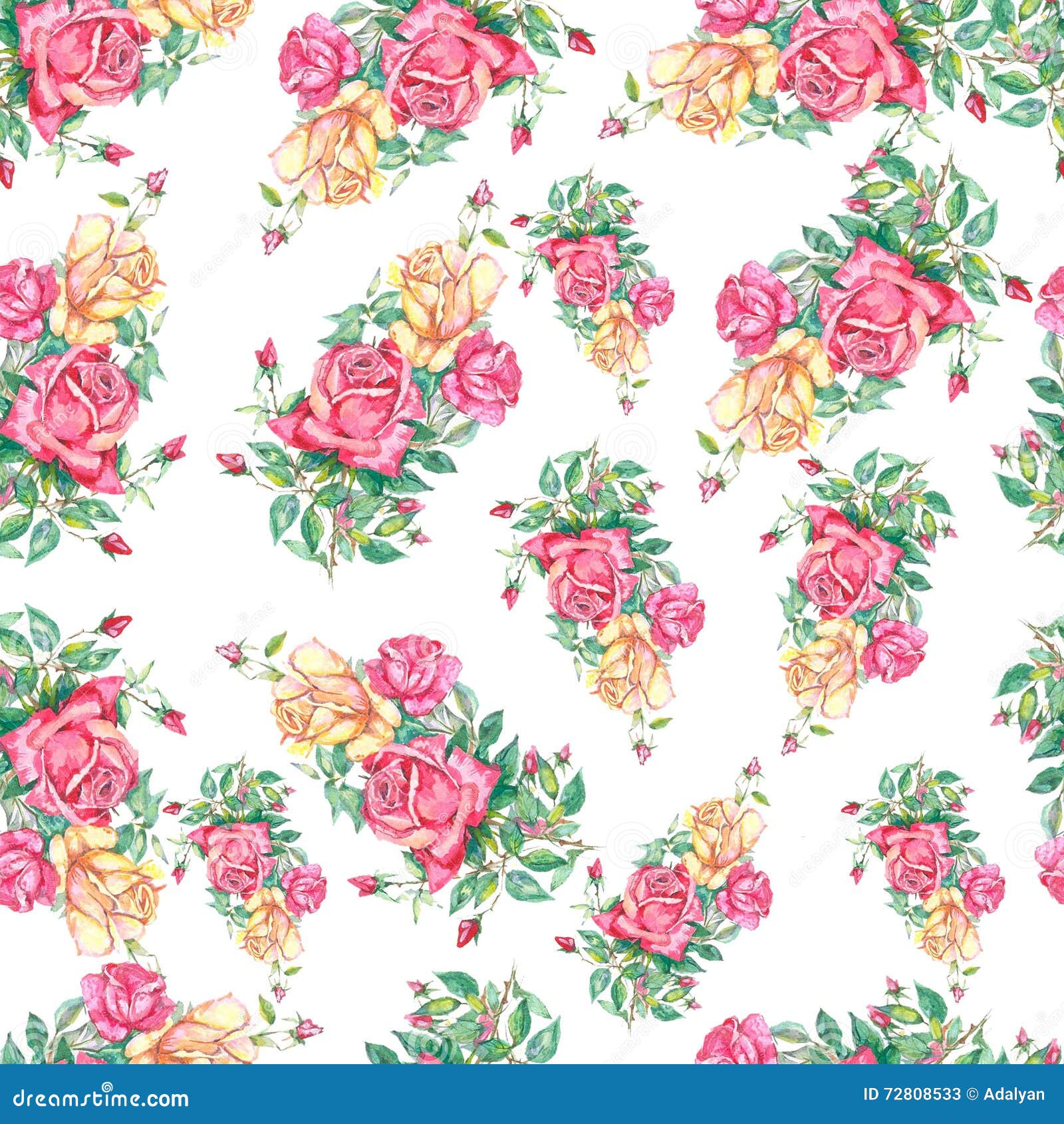 Seamless Pattern with Beautiful Roses of Different Colors Stock ...