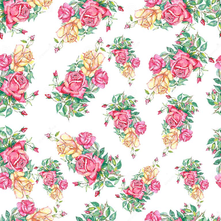 Seamless Pattern with Beautiful Roses of Different Colors Stock ...