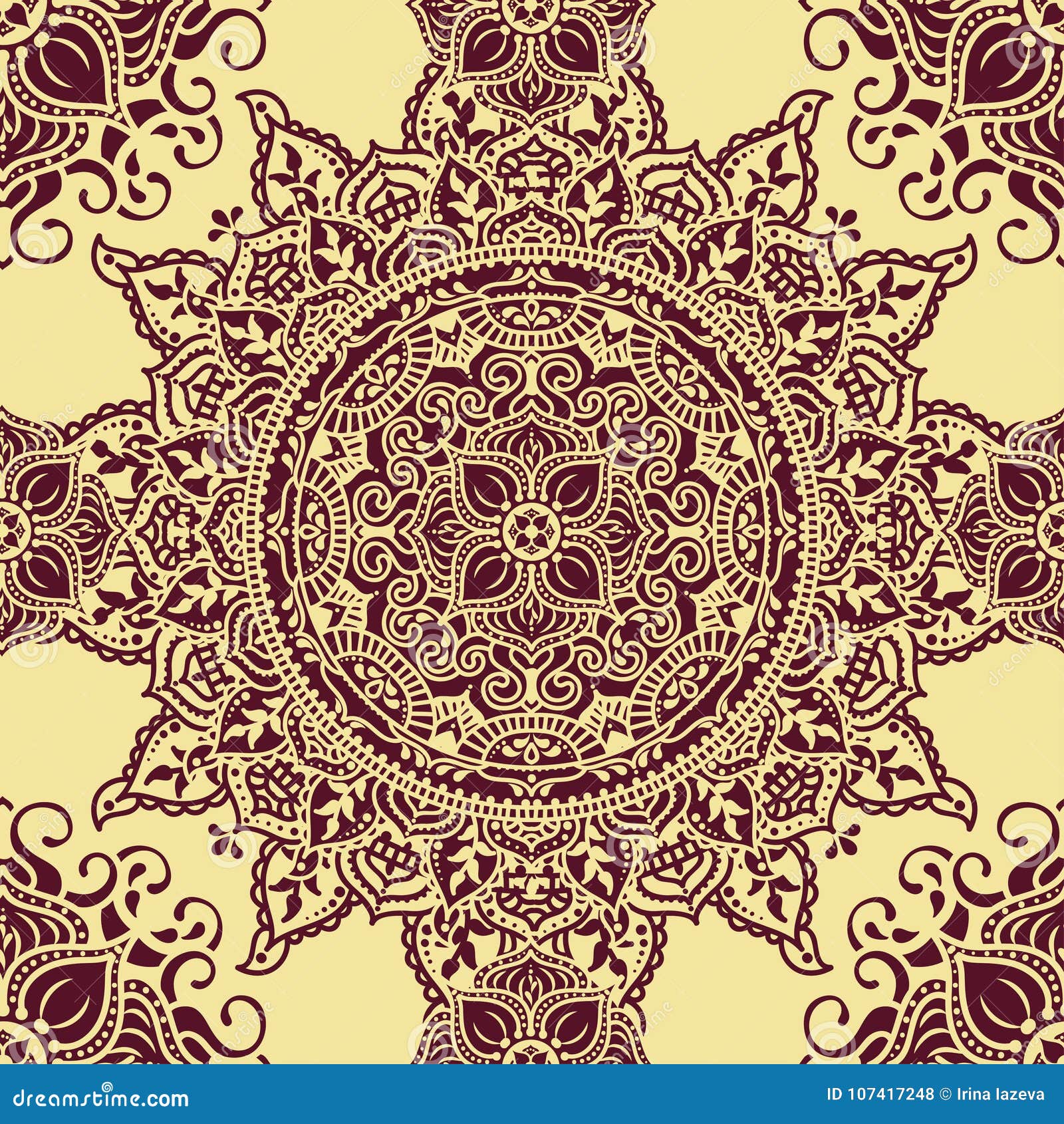 Seamless Pattern with Beautiful Round Pattern, Indian Style Stock ...