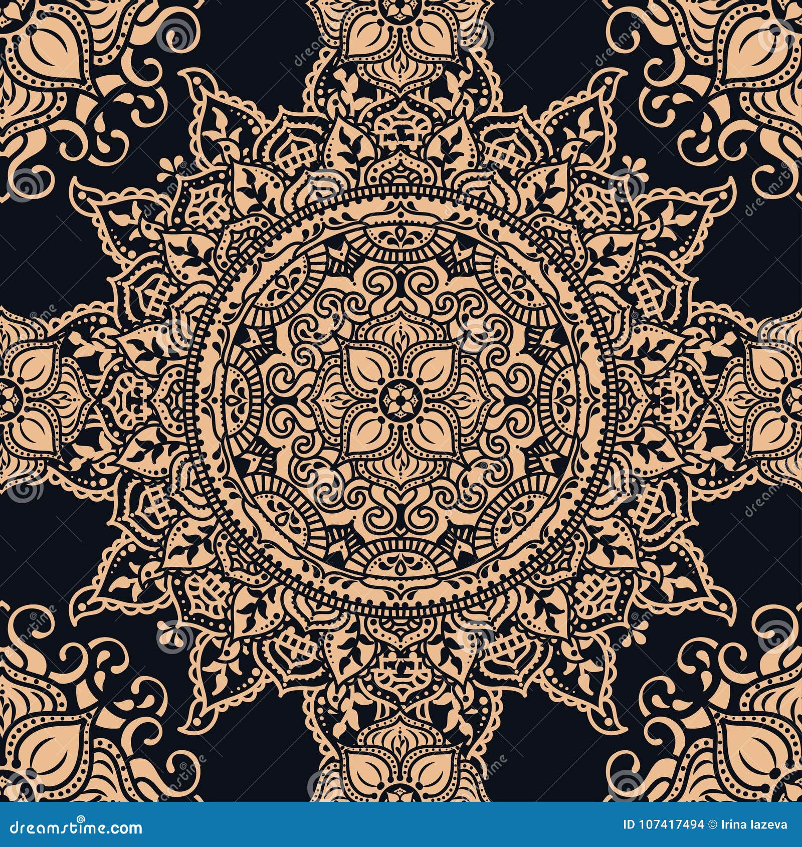 Seamless Pattern with Beautiful Round Pattern, Indian Style Stock ...