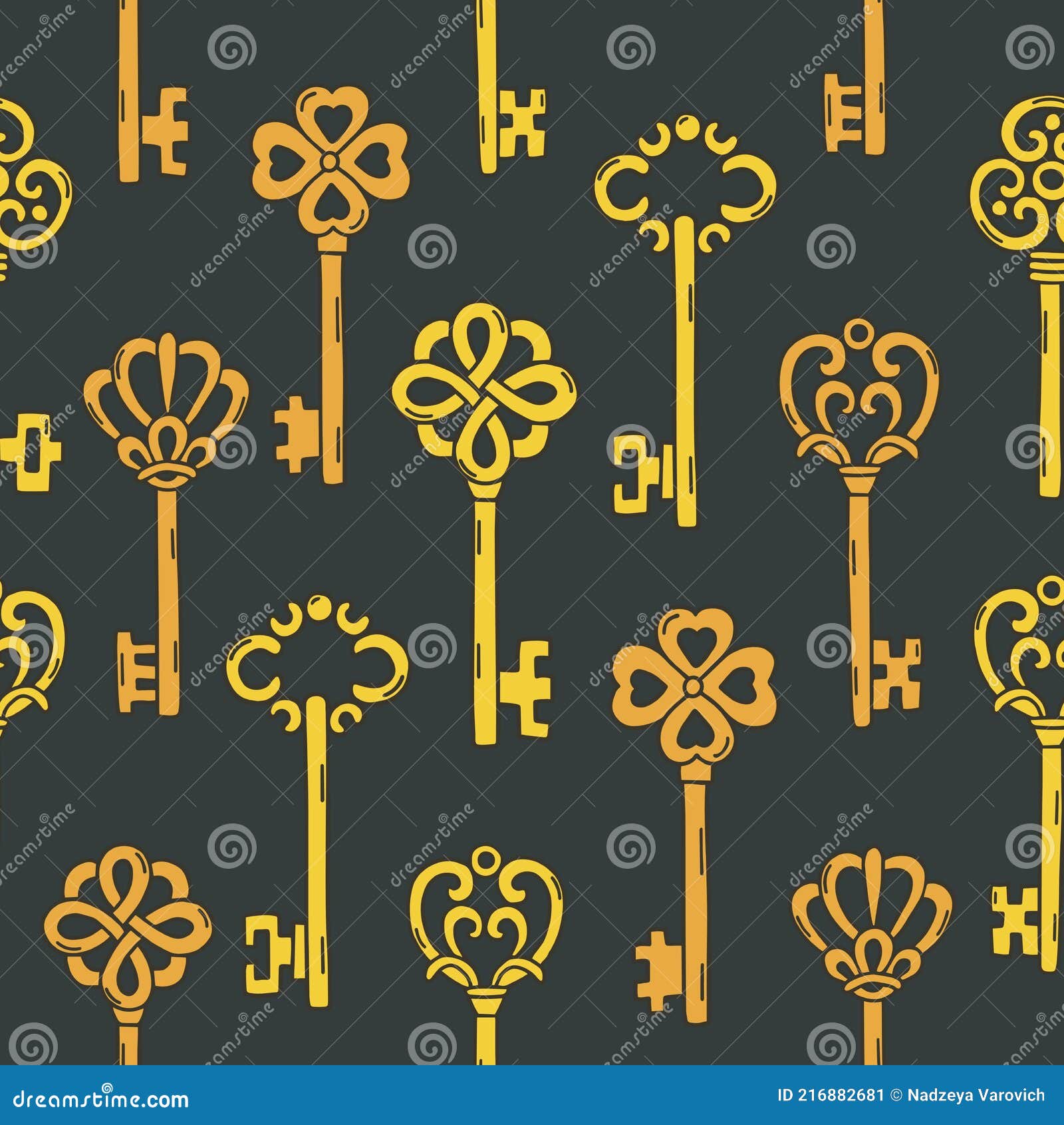 Seamless Pattern with Beautiful Vintage Key. Vector Illustration Stock ...