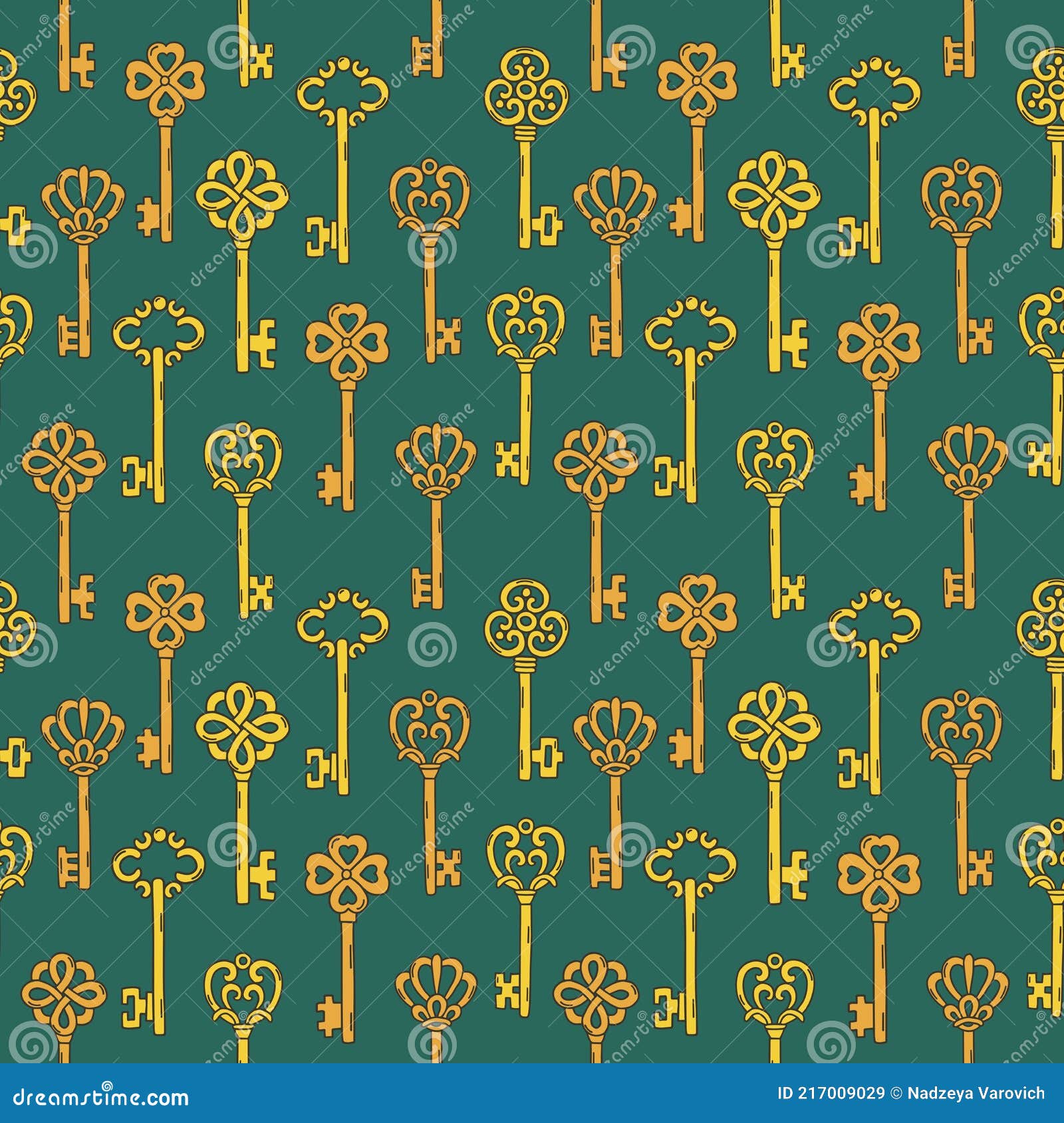 Seamless Pattern with Beautiful Vintage Key. Vector Illustration Stock ...