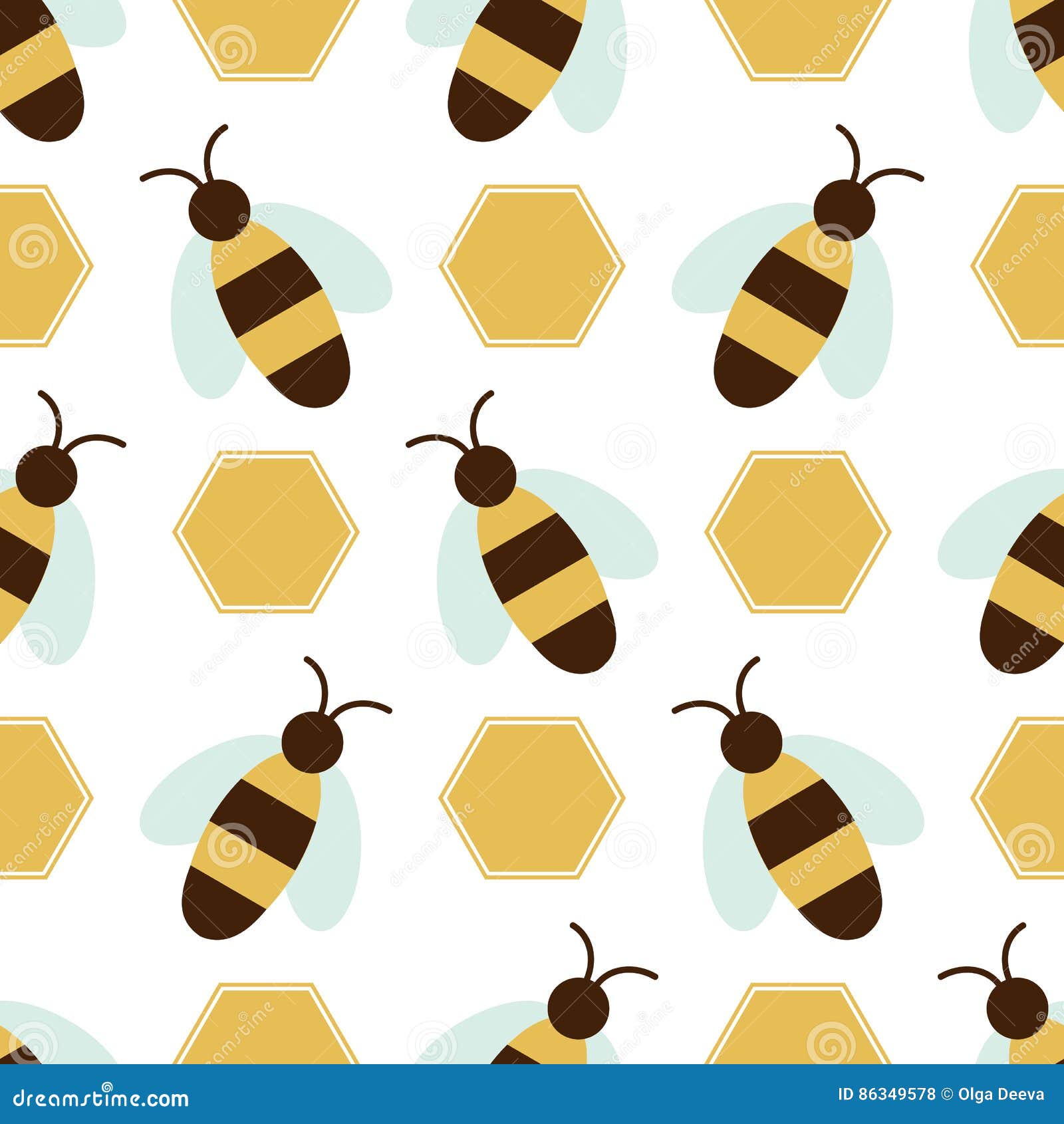 Seamless Pattern with Bee and Honeycomb Stock Vector - Illustration of ...
