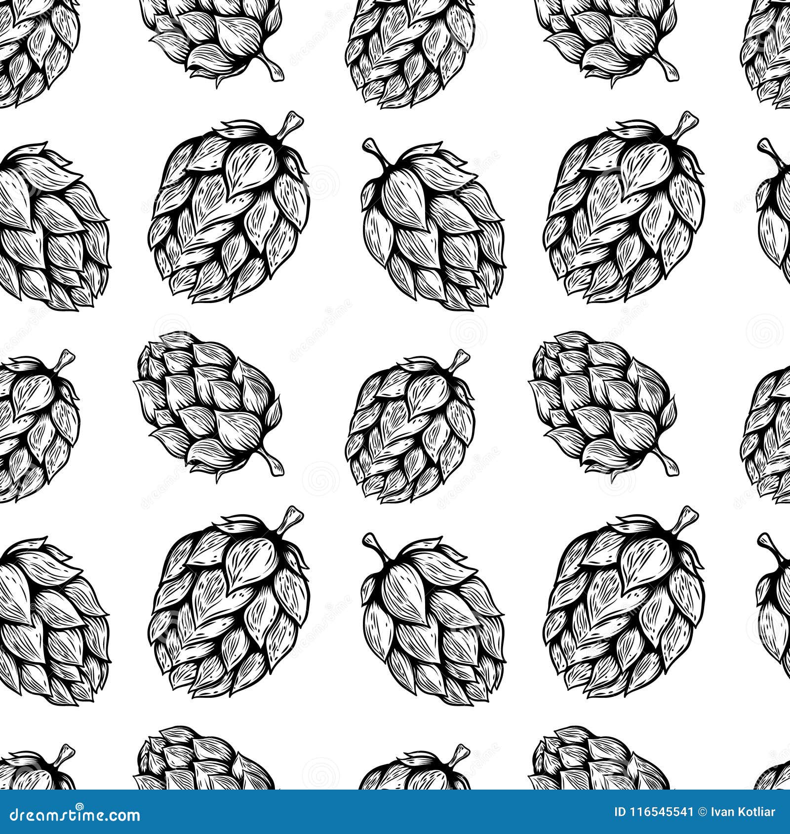 Seamless Pattern with Beer Hop. Design Element for Poster, Card, Menu ...