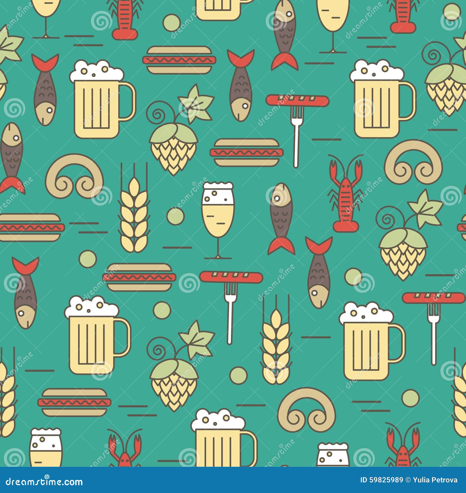 Seamless Pattern Beer and Snack Icons. Stock Vector - Illustration of ...