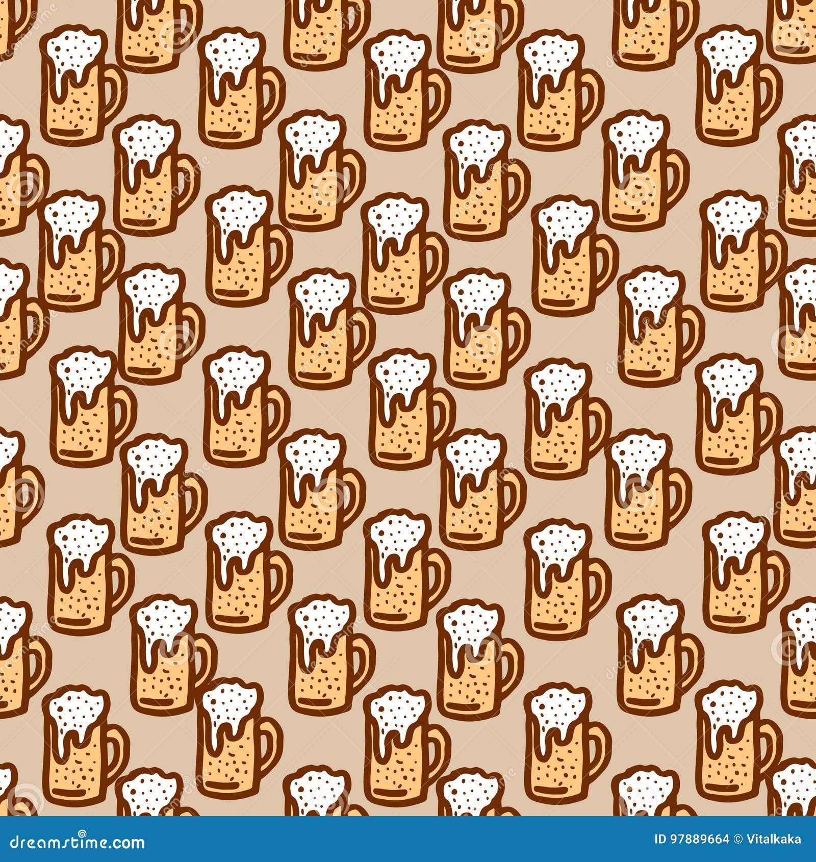 Seamless Pattern on a Beer Theme Stock Vector - Illustration of ...