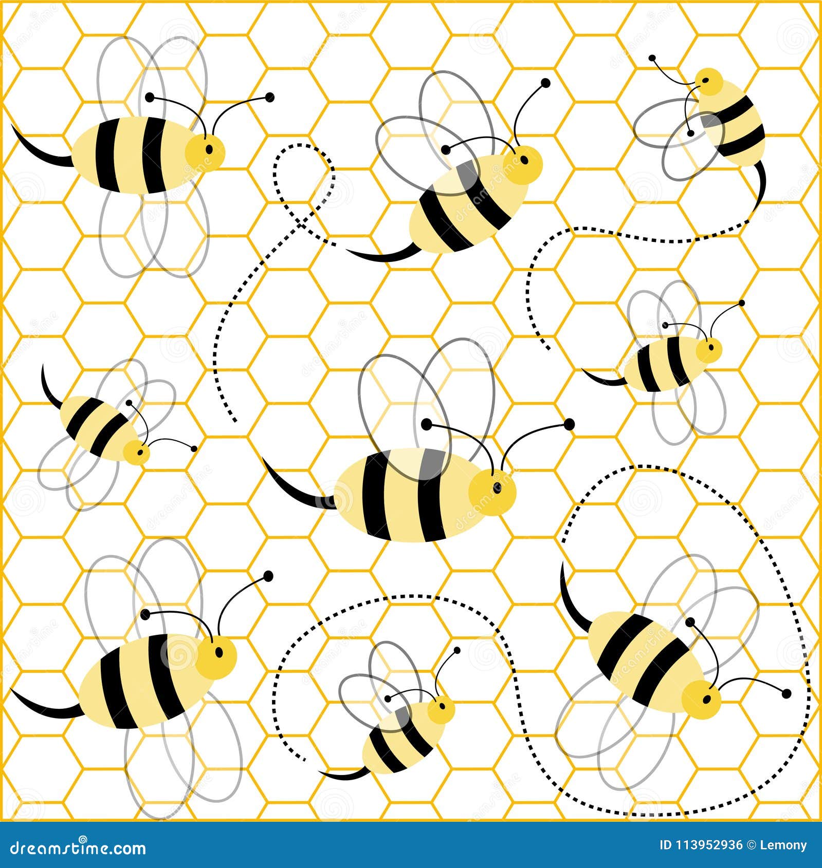 Seamless pattern with bees stock vector. Illustration of isolated ...