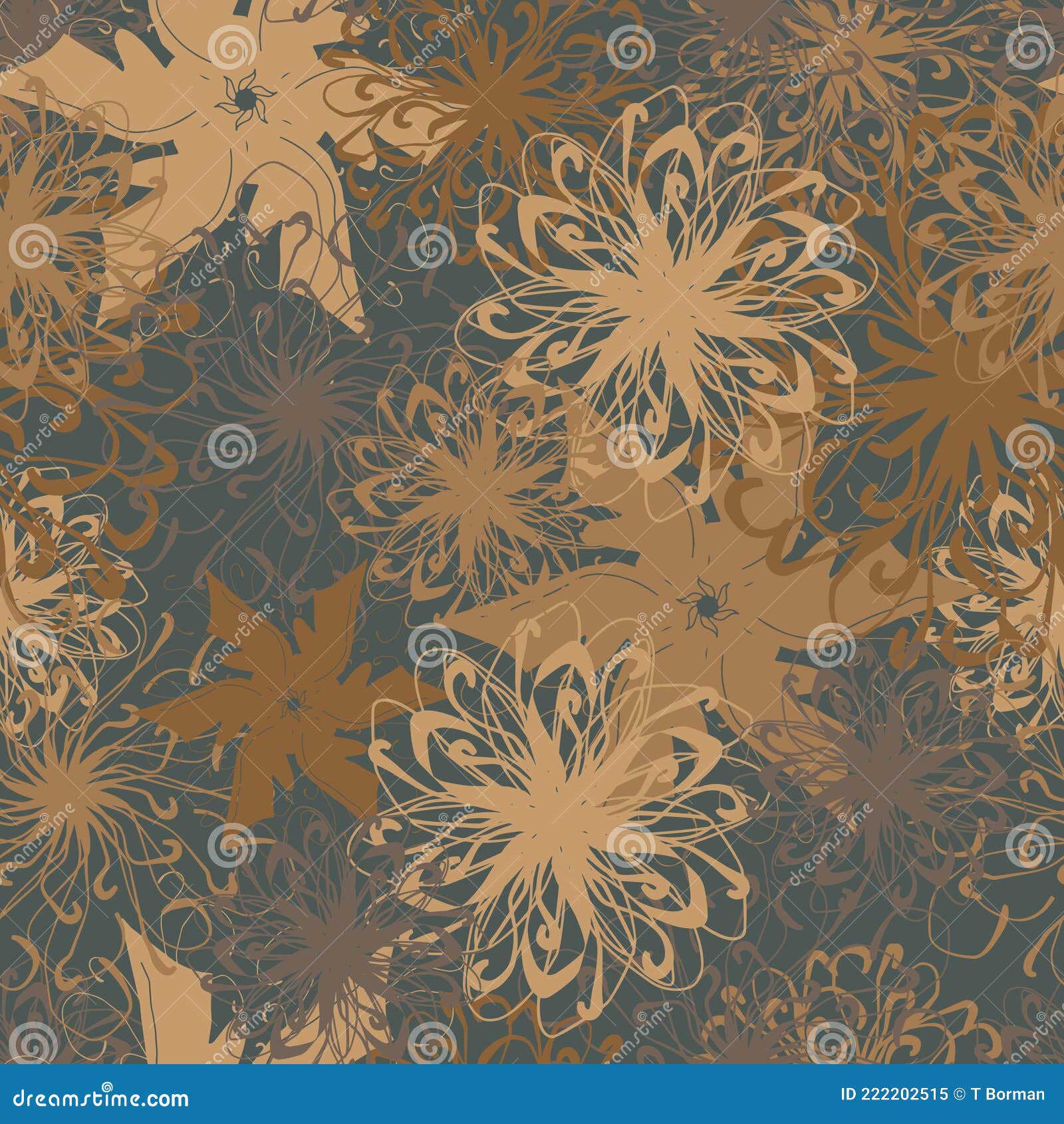 Vector Seamless Pattern of Beige Mandalas on a Background Different ...