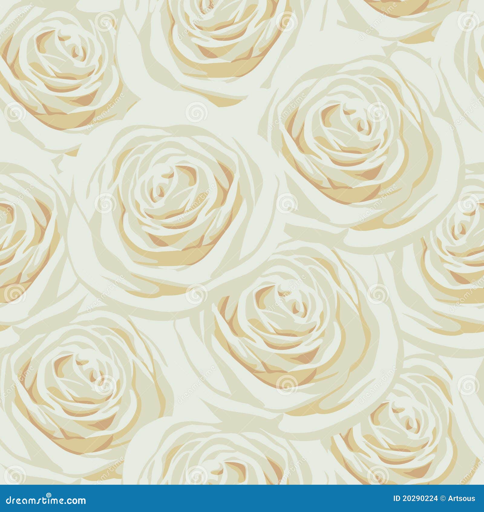 Seamless Pattern with Beige Roses Stock Vector - Illustration of ...
