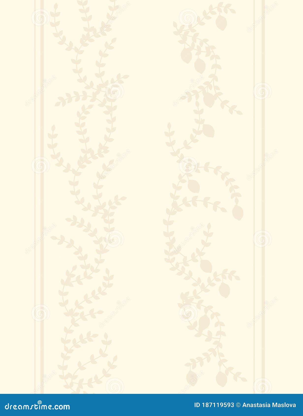 Seamless Pattern of Beige Wallpaper with Leaves Silhouettes Flat Vector ...