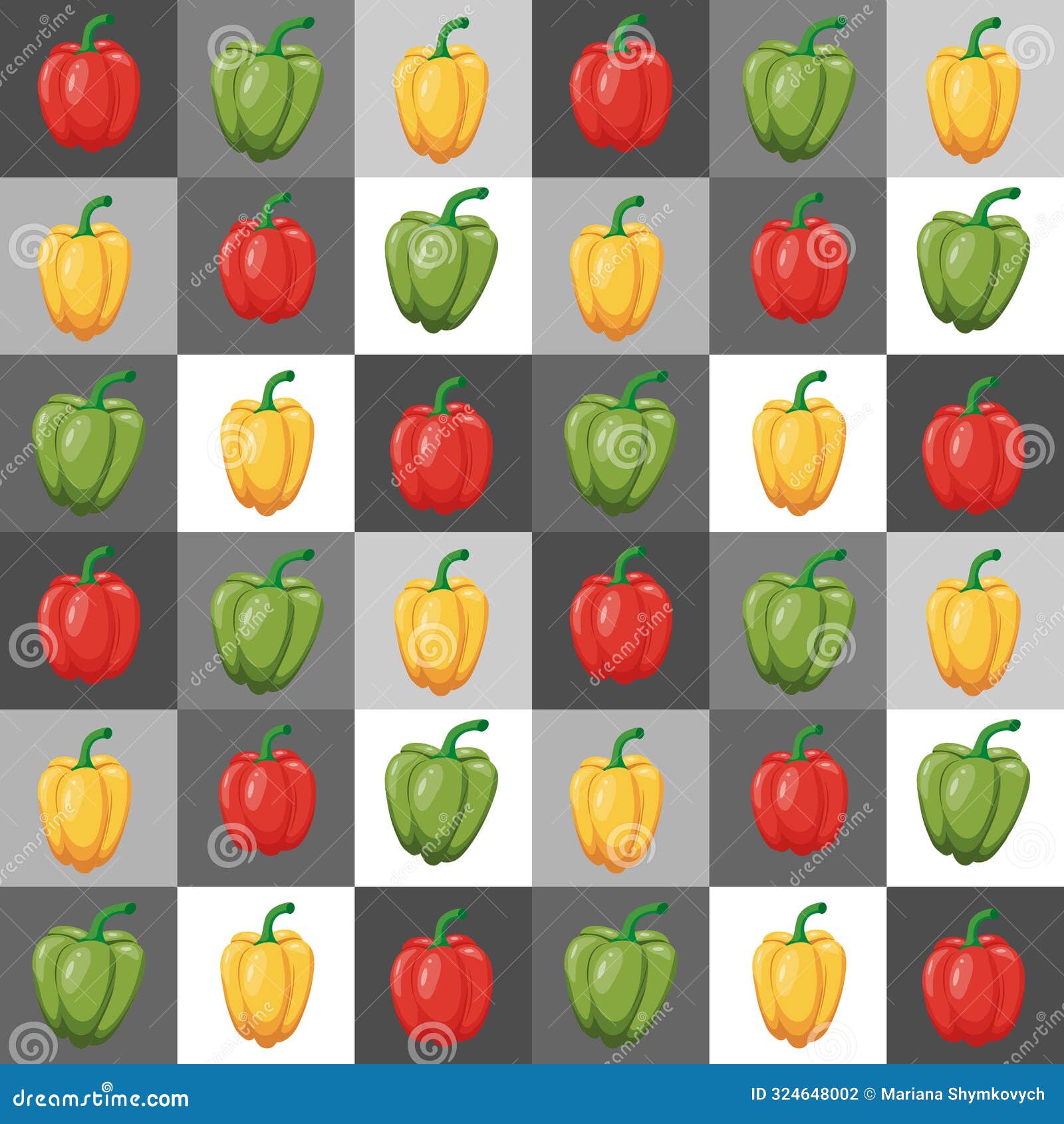 Seamless Pattern with Bell Pepper. Vector Illustration. Stock ...