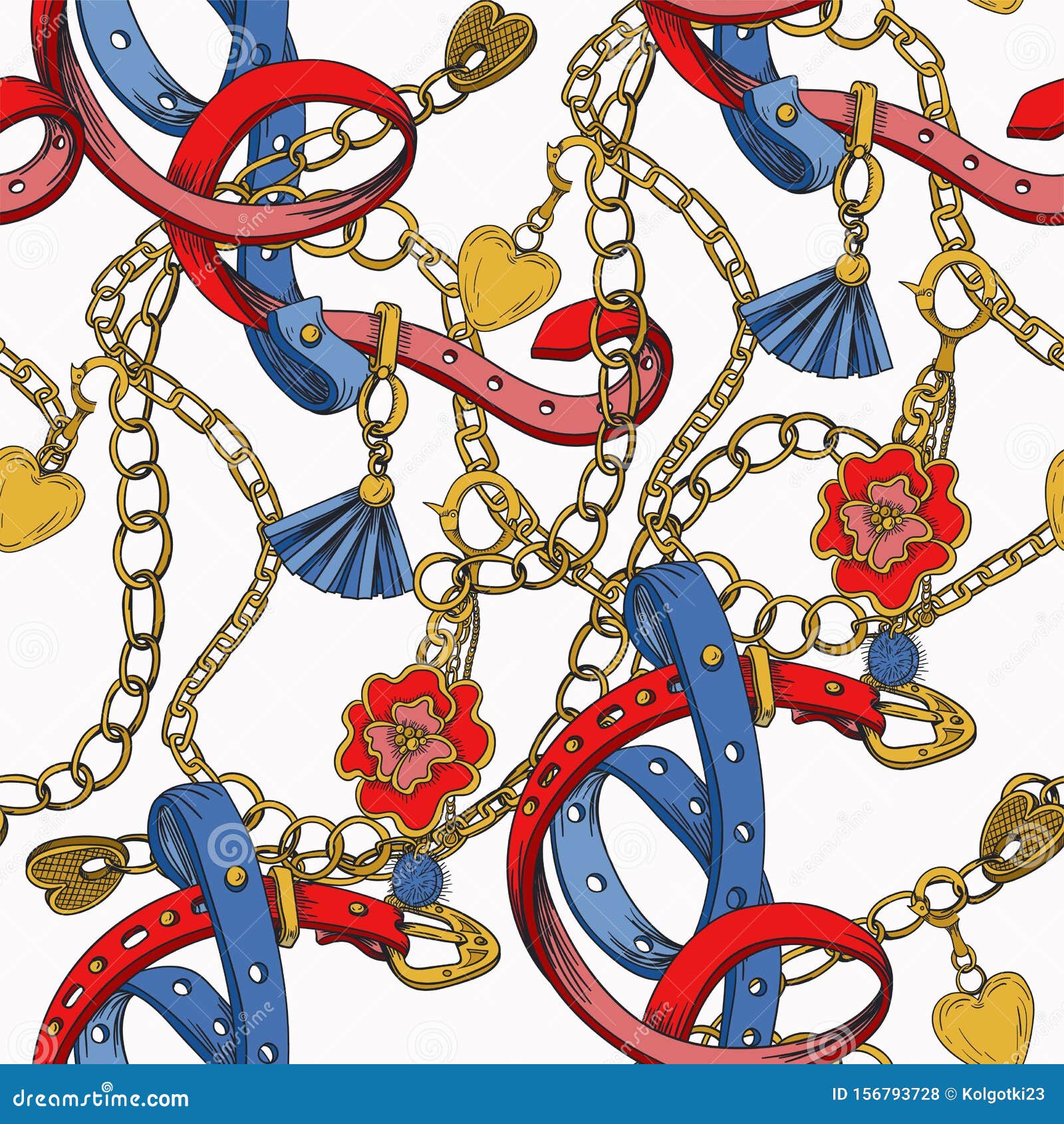 Seamless Pattern with Belt and Chain. Vector. Stock Vector ...