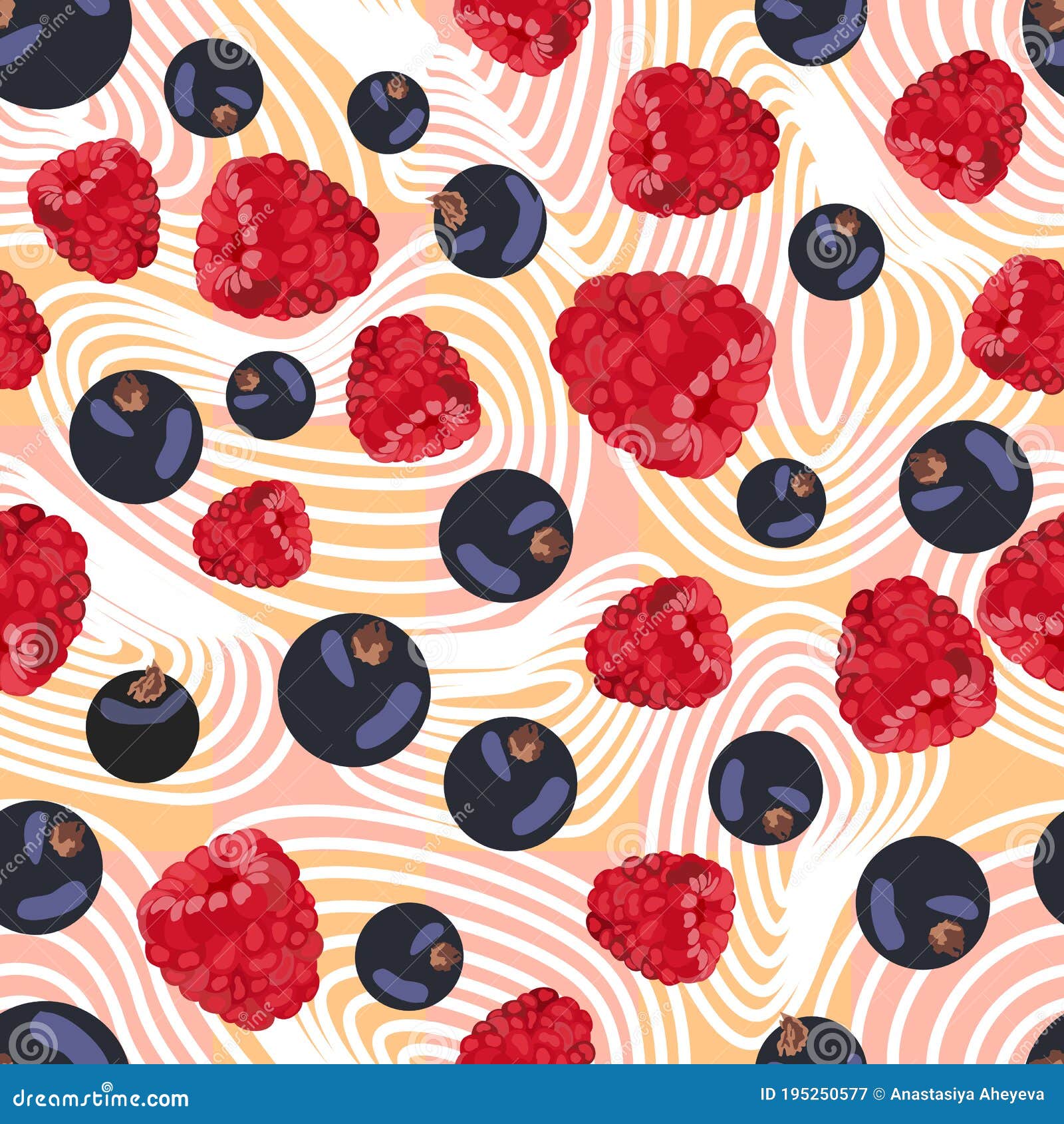 Seamless Pattern with Berries on a Colorful Geometric Background ...