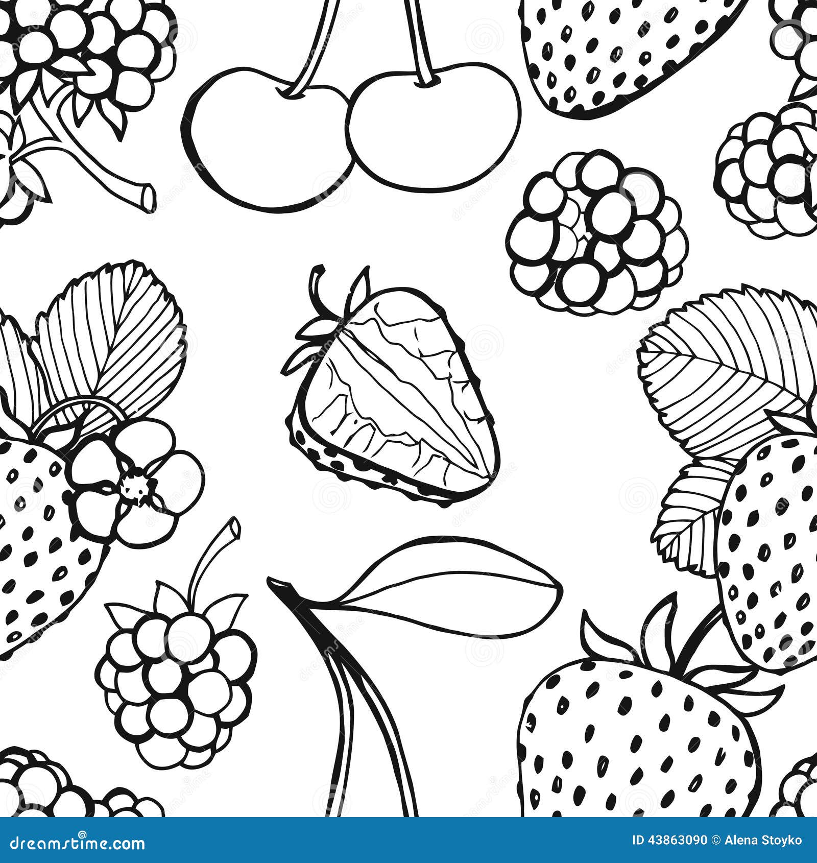 Seamless Pattern of Berries Stock Vector - Illustration of nature ...