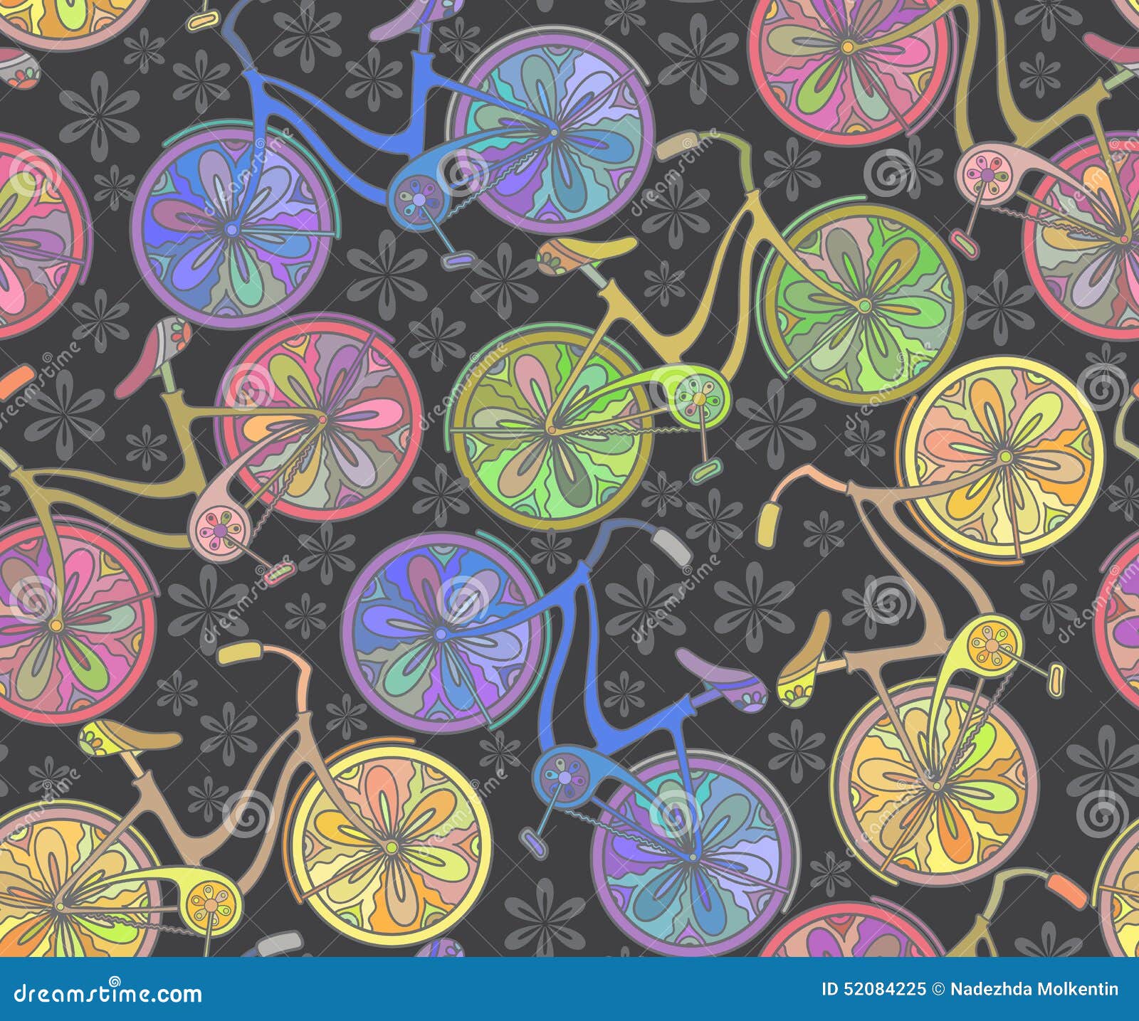 Seamless Pattern with Bicycles Stock Illustration - Illustration of ...