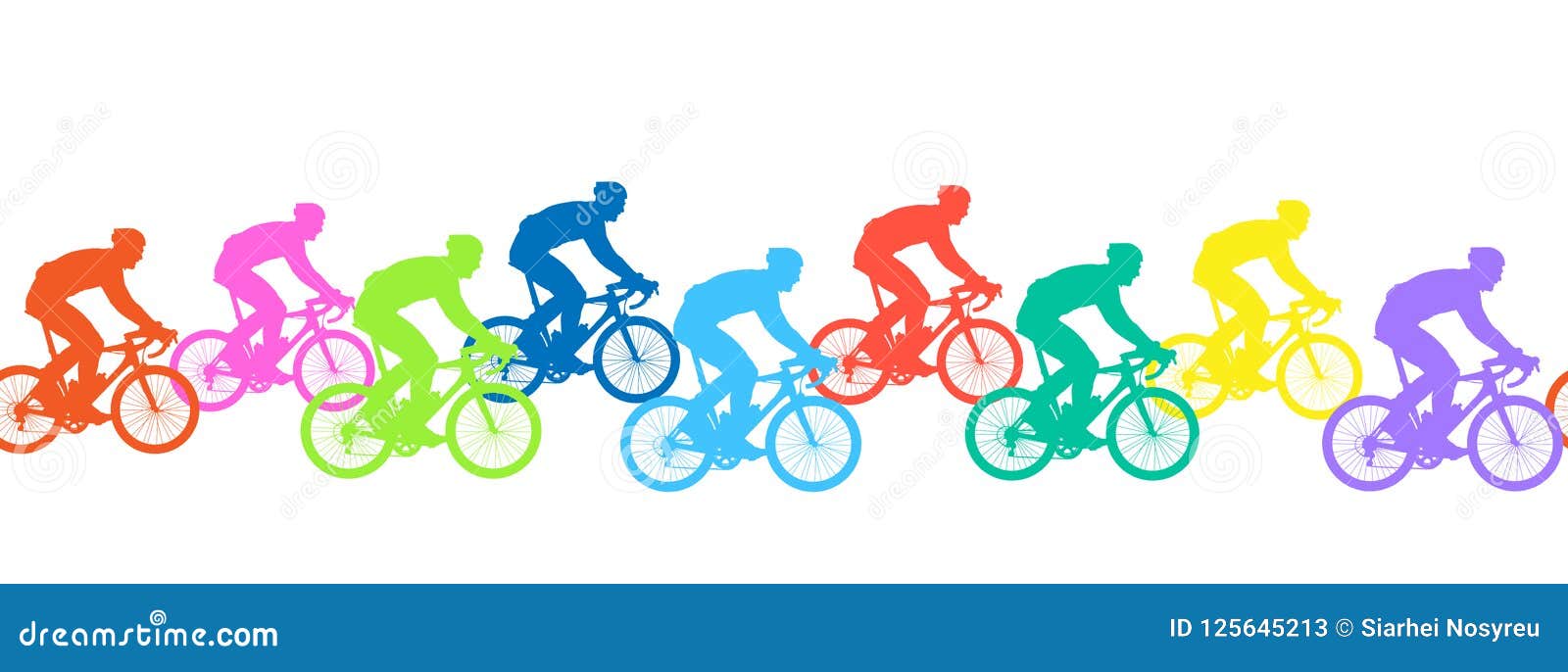 Seamless Pattern. Bicyclists Silhouettes, Competition. Stock Vector ...