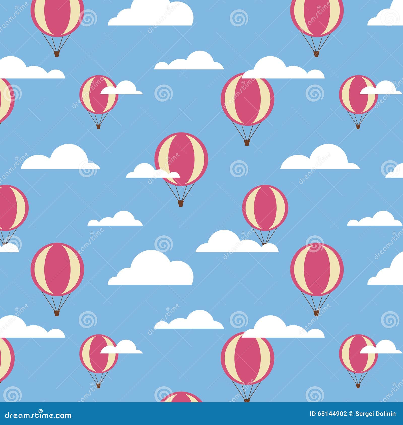 Seamless Pattern with Big Balloons and Clouds Stock Illustration ...