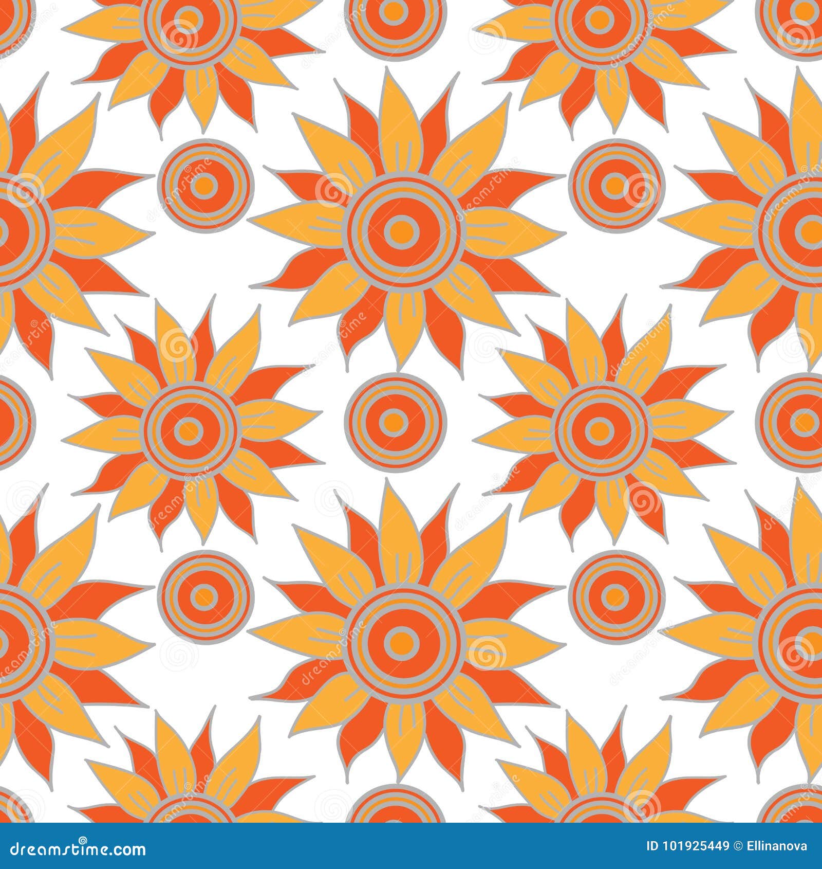 Seamless Pattern with Big Orange Abstract Flower Isolated on the Stock ...