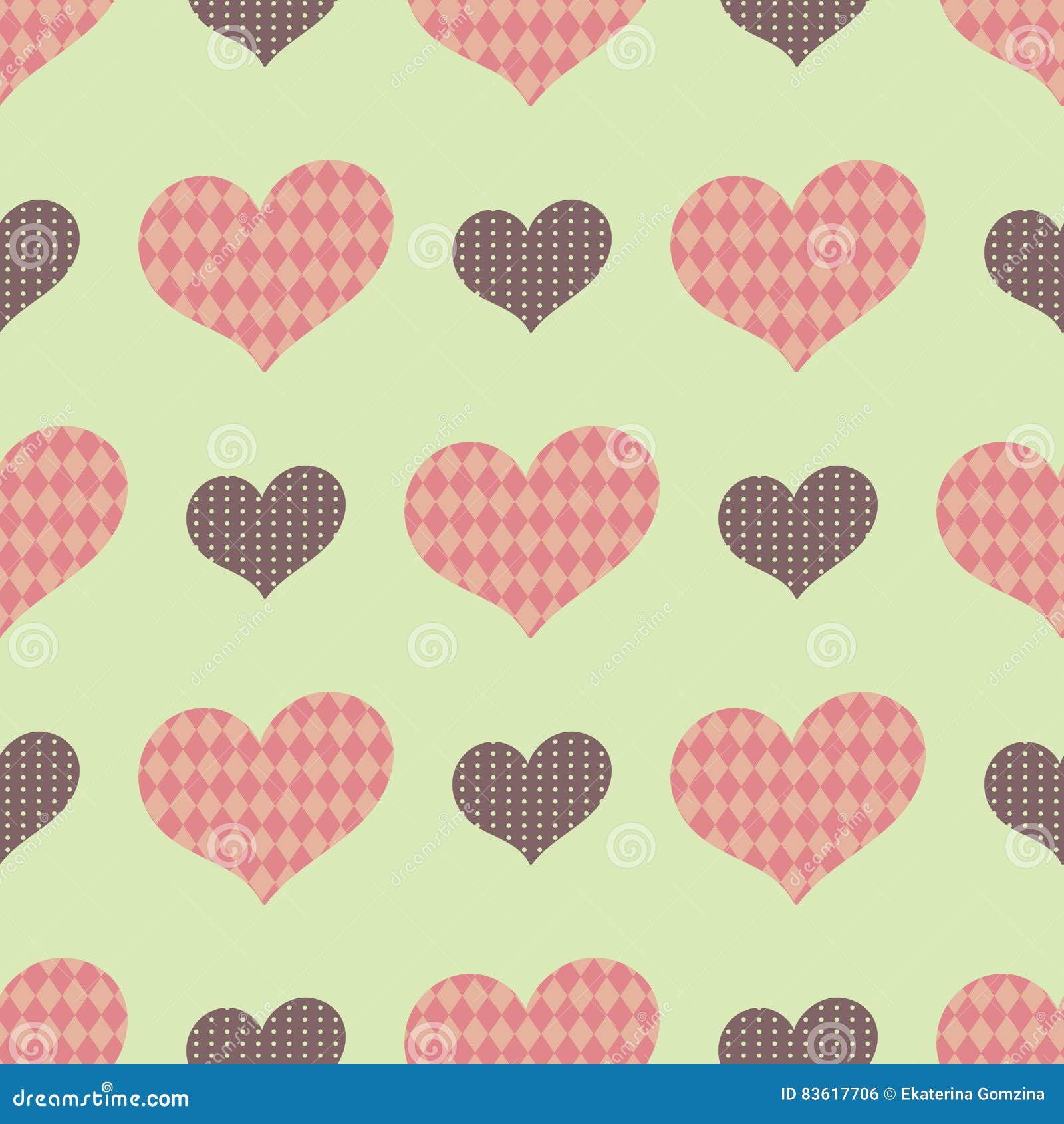 A Seamless Pattern with Big and Small Hearts with Patterns Inside Stock ...