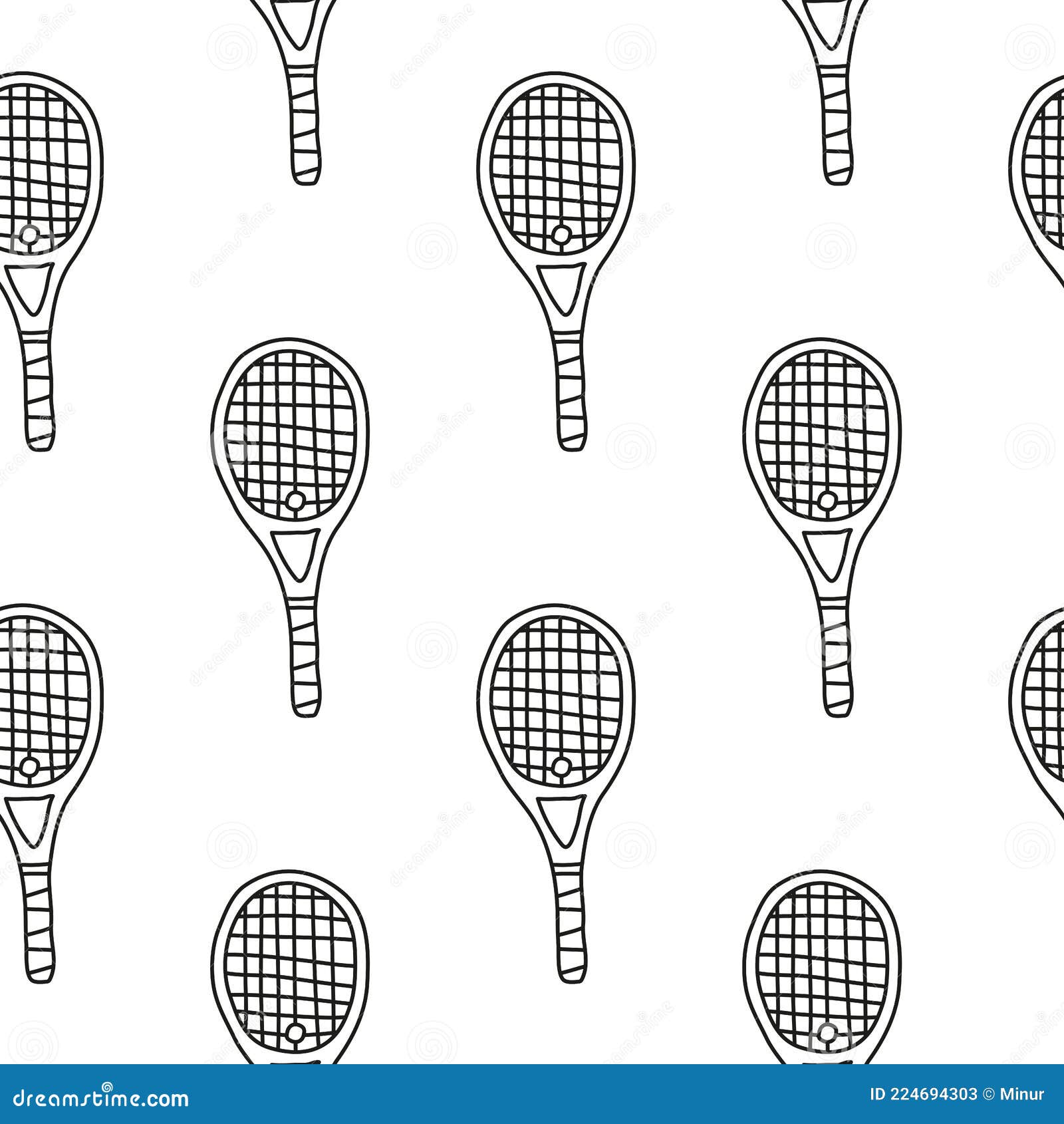 Seamless Pattern with Big Tennis Rackets. Stock Vector - Illustration ...
