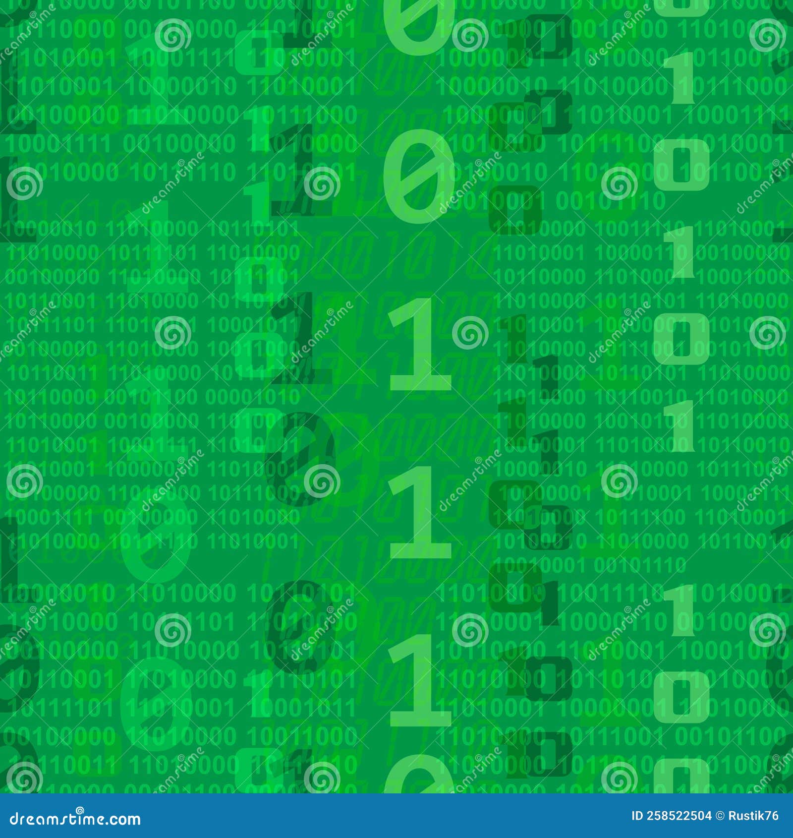 Seamless Pattern with Binary Code in Green Tones. Stock Illustration ...