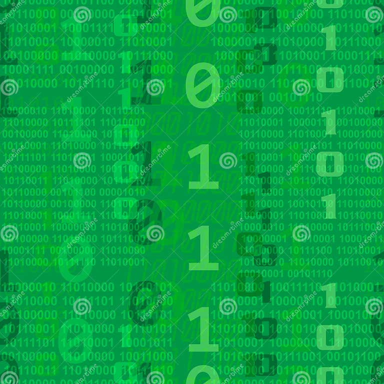 Seamless Pattern with Binary Code in Green Tones. Stock Illustration ...