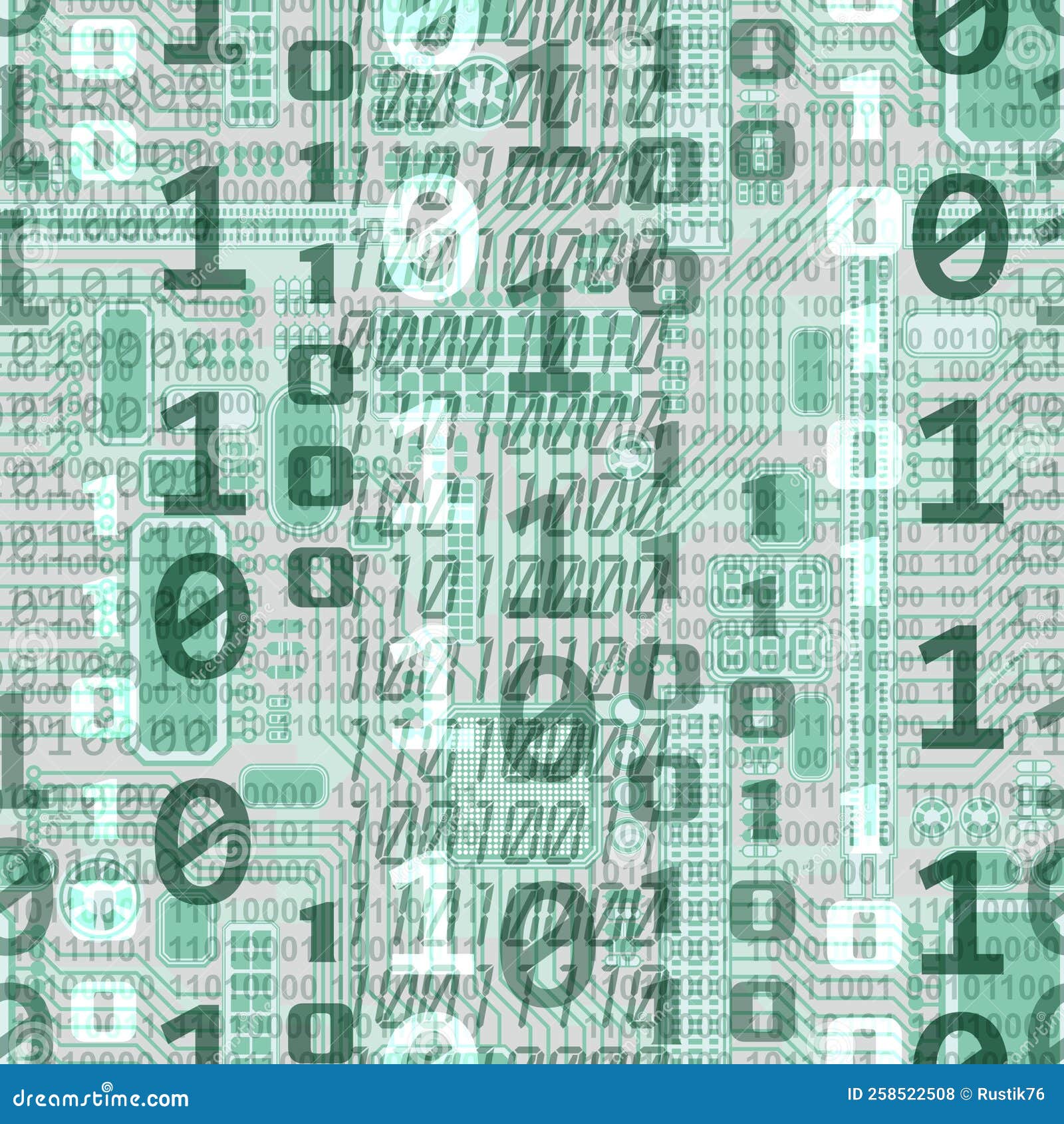 Seamless Pattern with Binary Code in Grey-green Tones. Stock ...