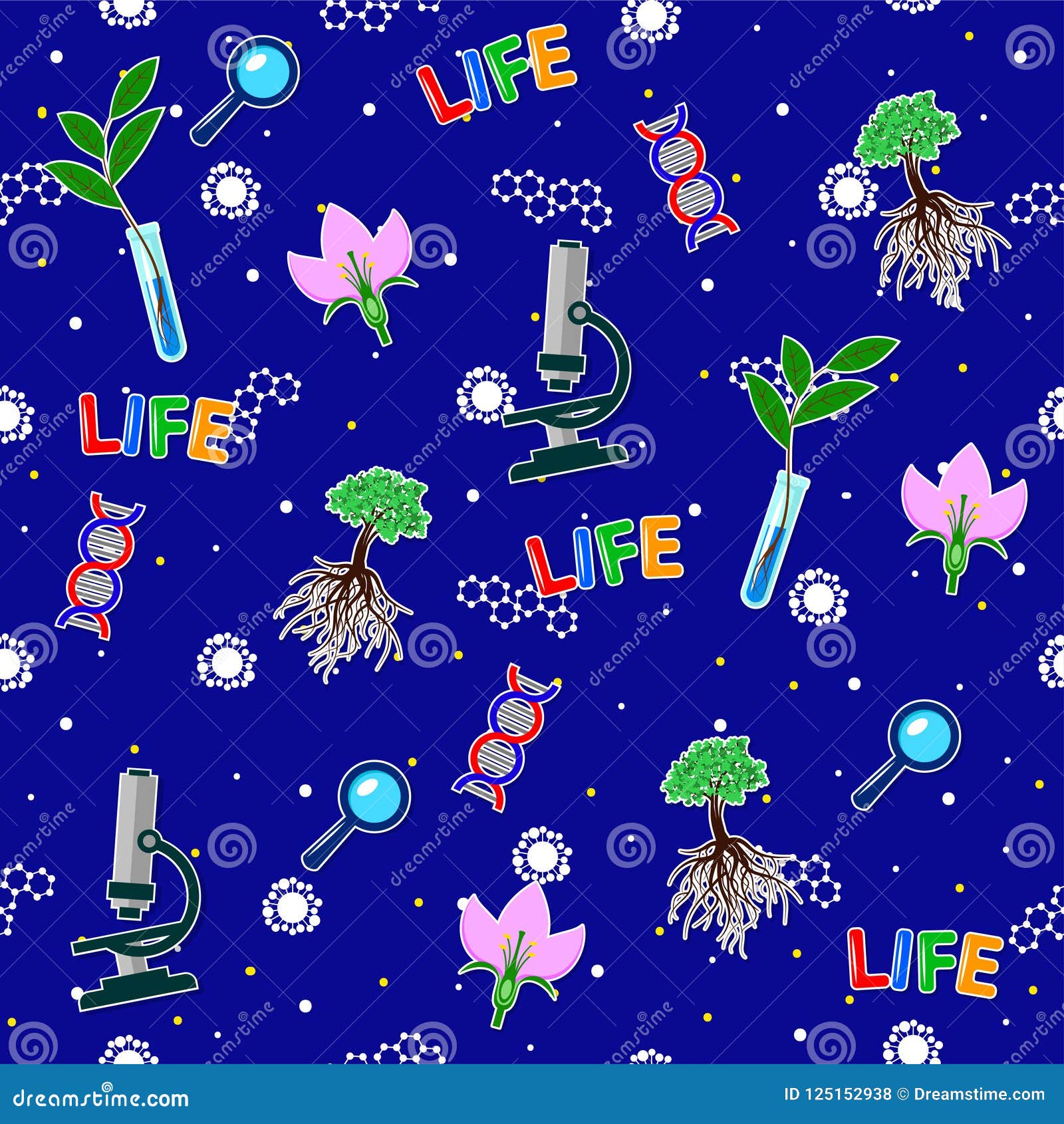 Seamless Pattern on the Biology School Theme. Stock Illustration ...