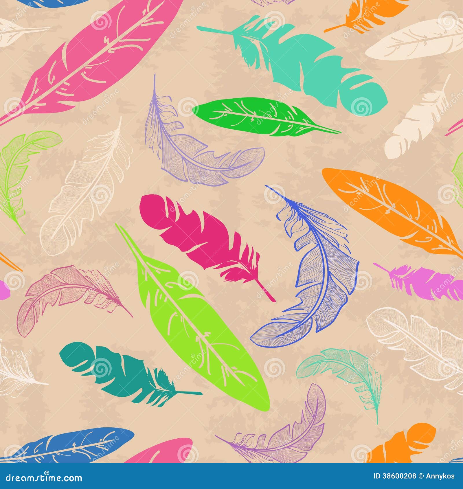Seamless Pattern of Bird Feathers Stock Vector - Illustration of ...