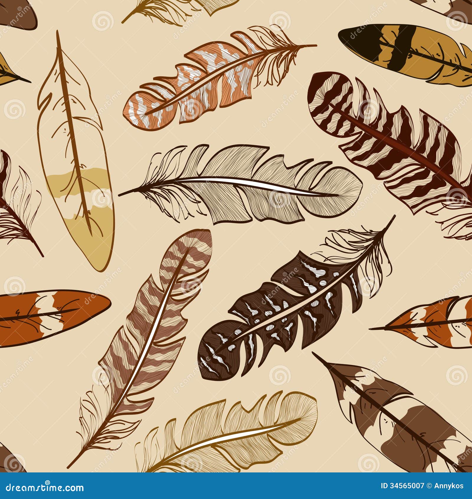 Seamless Pattern of Bird Feathers Stock Vector - Illustration of ...
