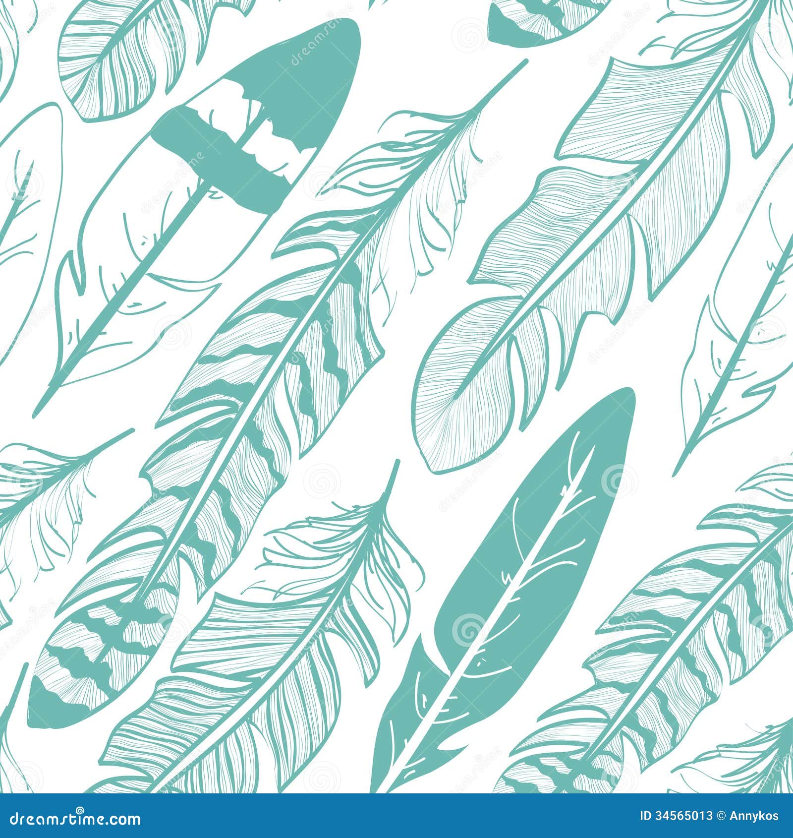 Seamless Pattern of Bird Feathers Stock Vector - Illustration of plume ...