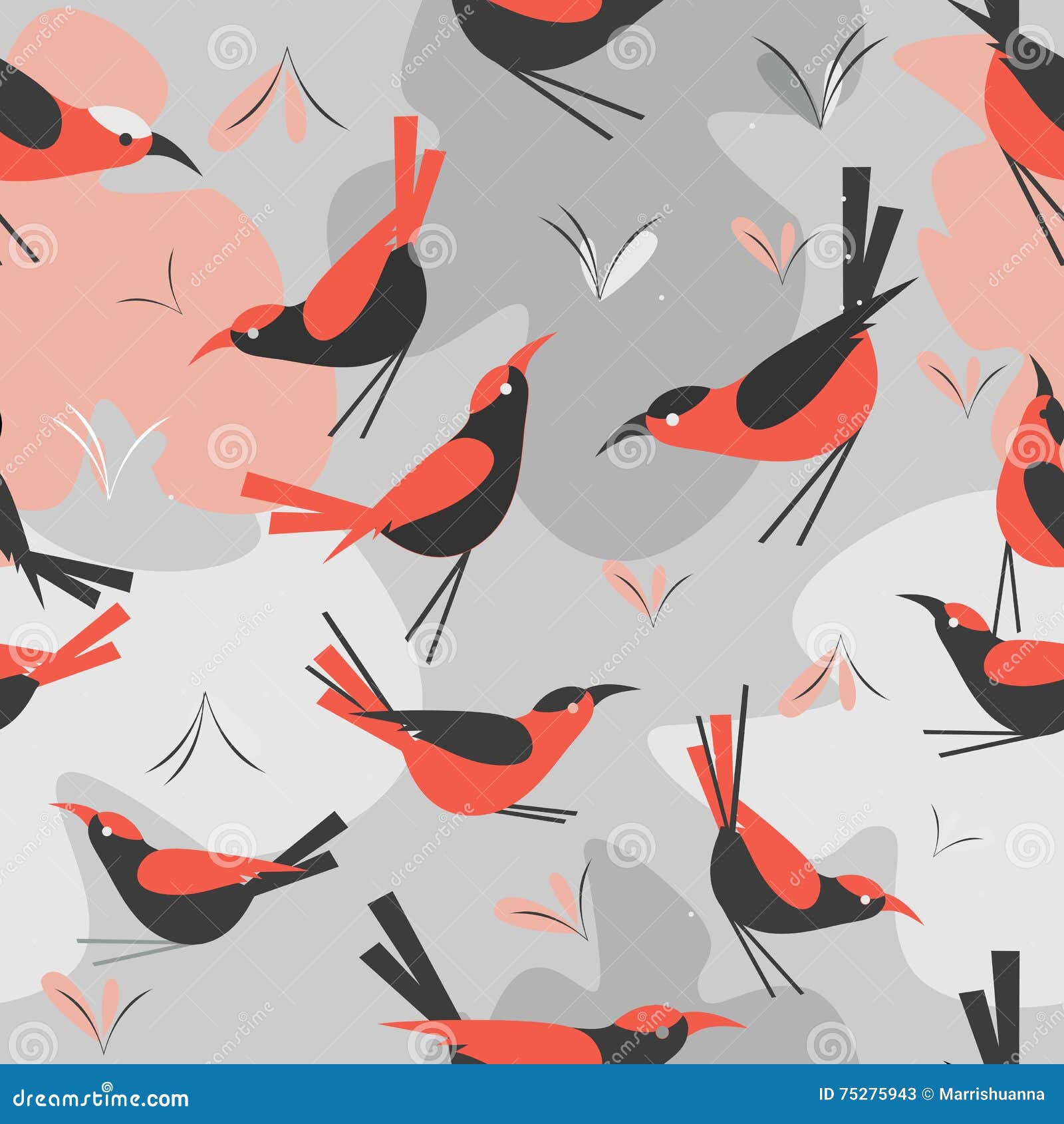 Seamless pattern Bird stock vector. Illustration of drawn - 75275943