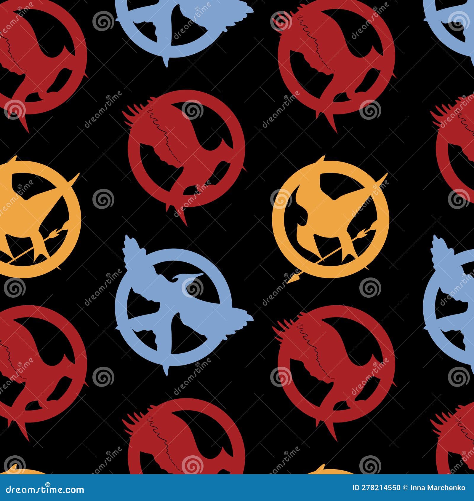 Seamless Pattern with Bird Signs Mockingjay. Vector Stock Vector ...