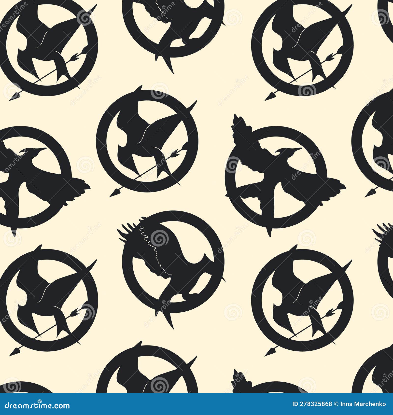 Seamless Pattern with Bird Signs Mockingjay. Vector Stock Vector ...