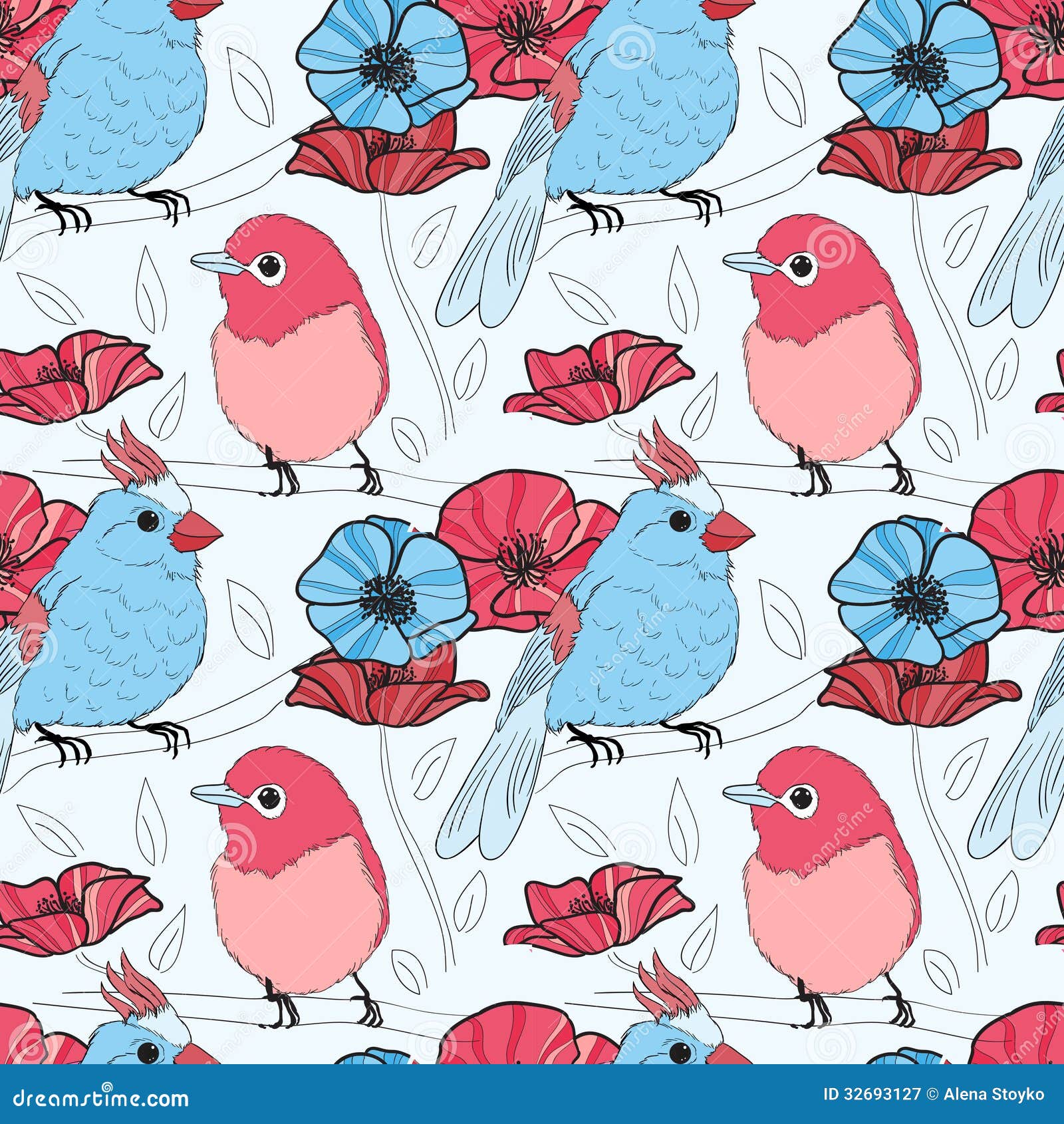 Seamless Pattern with Birds Stock Vector - Illustration of beauty ...