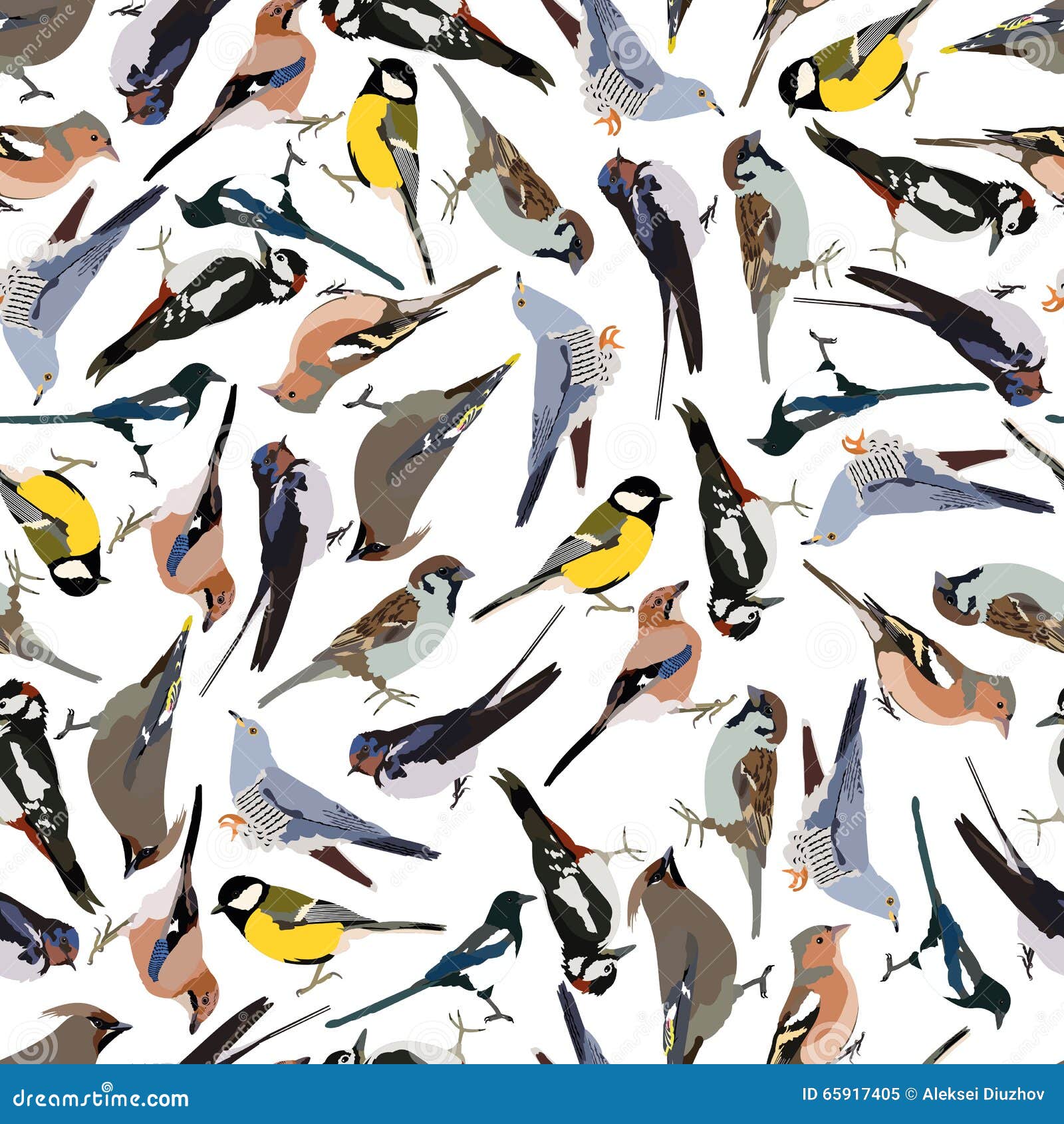 Seamless pattern birds stock illustration. Illustration of banner ...