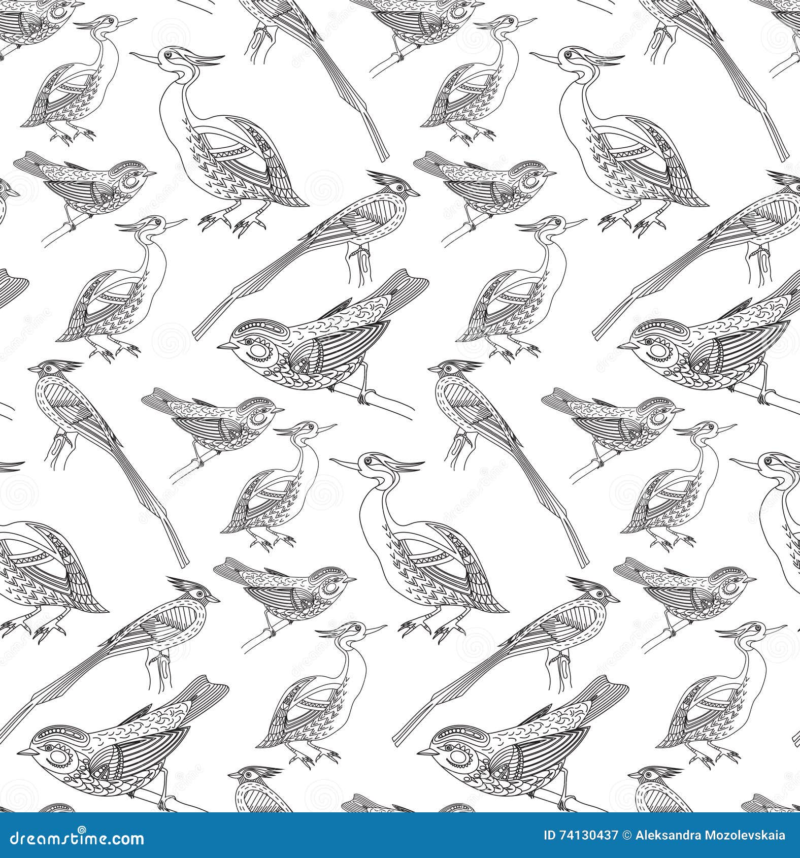 Seamless Pattern with Birds. Stock Vector - Illustration of flat ...