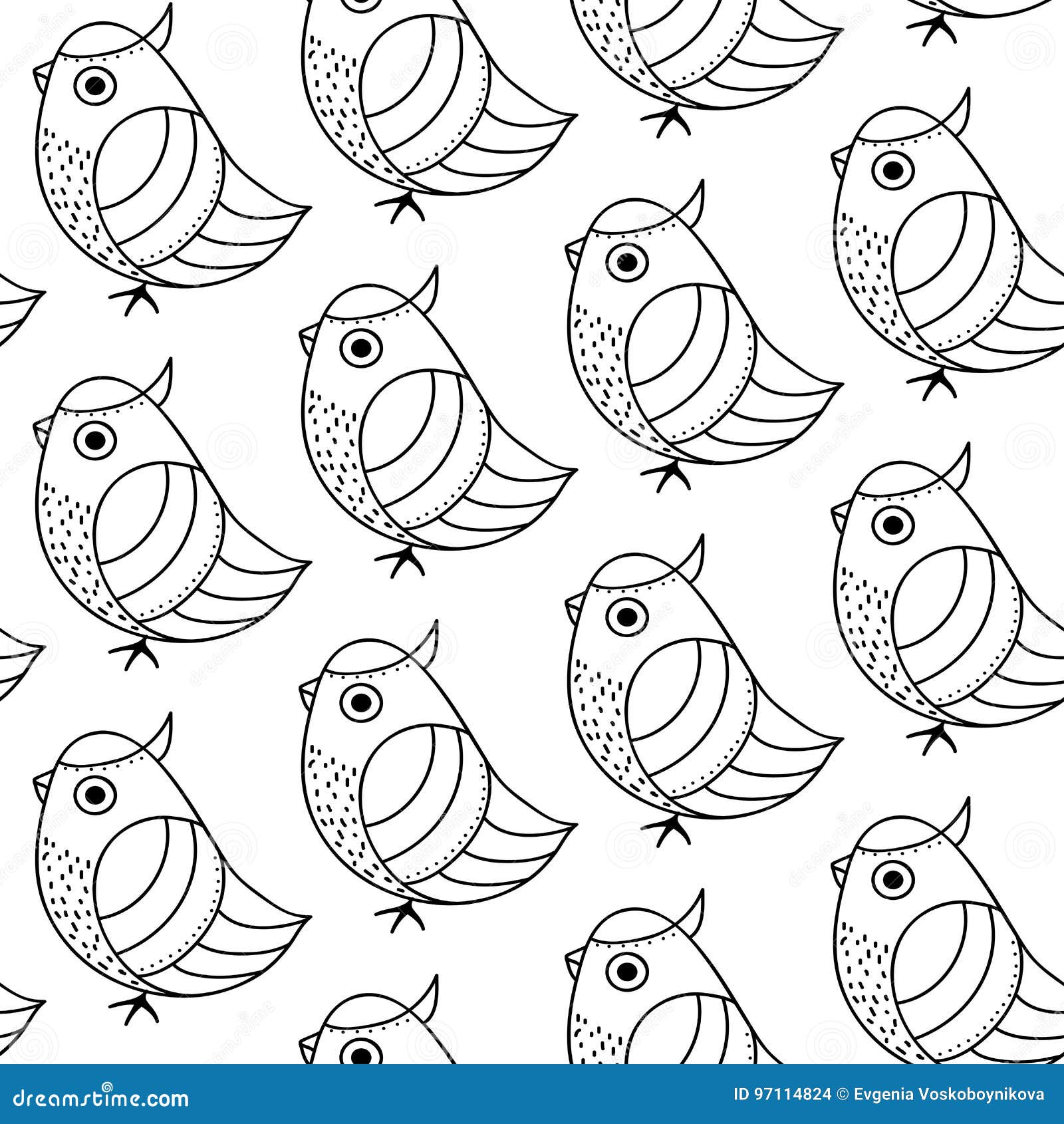 Seamless Pattern with Birds Stock Vector - Illustration of draw ...