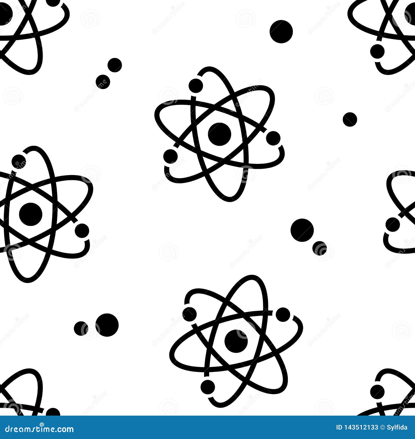Seamless Pattern with Black Atom Signs. Vector Illustration Stock ...