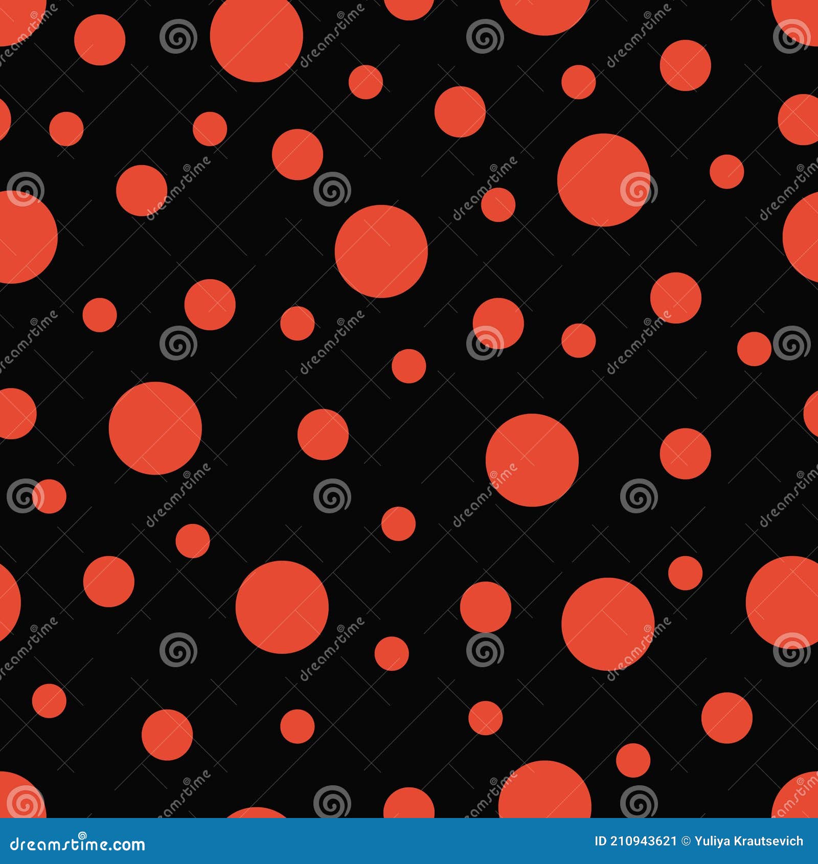 Seamless Pattern. Black Background with Red Circles . Vector ...