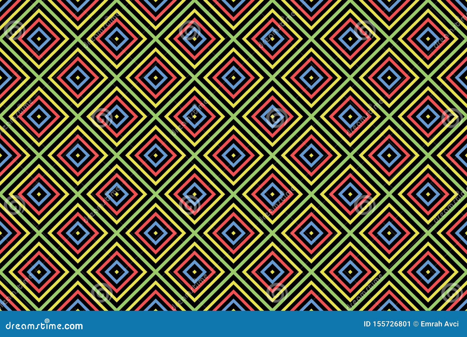 Seamless Pattern. Black Background, Shaped Squares are Rotated 45 ...