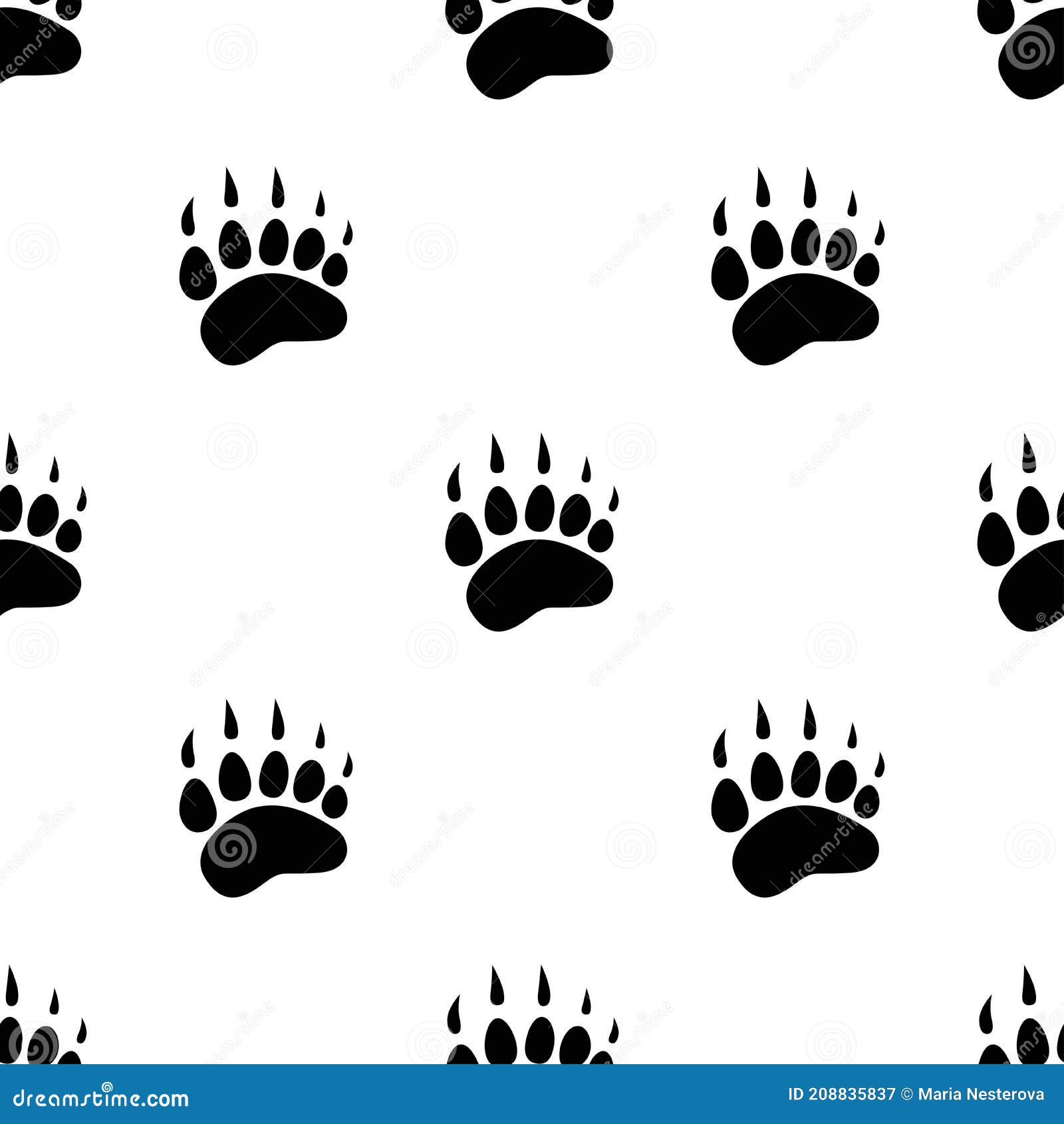 Seamless Pattern with Black Bear Trace. Vector Flat Illustration Stock ...