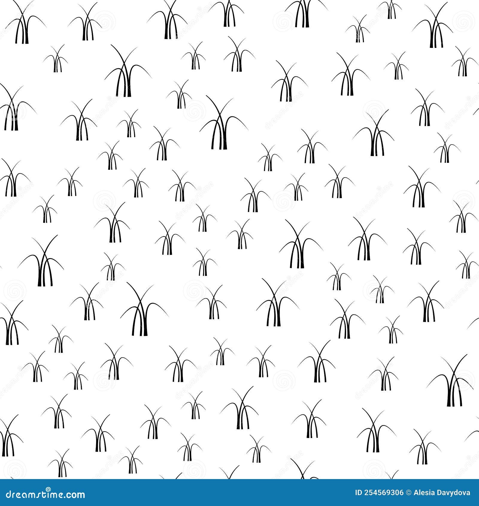 Seamless Pattern with Black Blades of Grass on a White Background ...