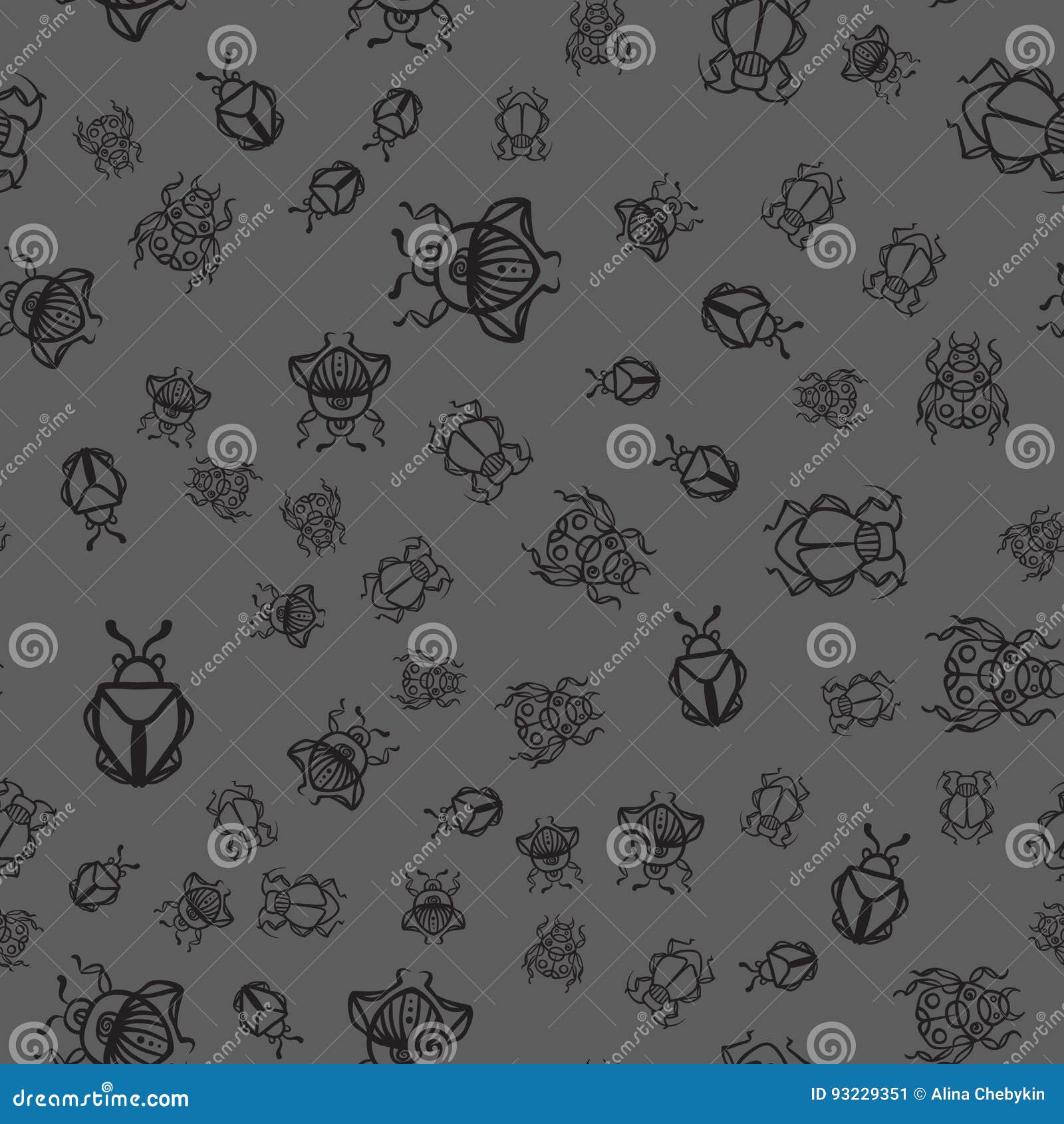 Seamless Pattern with Black Bugs Stock Vector - Illustration of ...