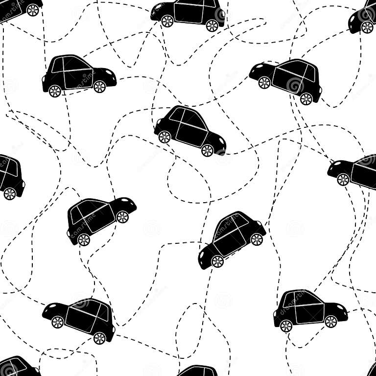 Seamless Pattern with Black Cars. Stock Vector - Illustration of ...