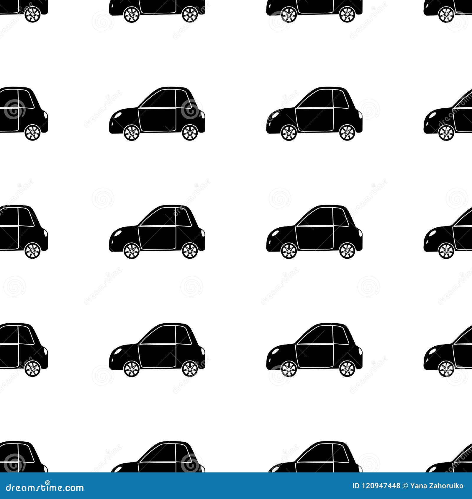 Seamless Pattern with Black Cars on the White Background. Stock Vector ...